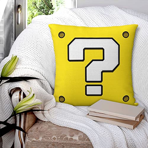 Synthik Question Block Throw Pillow Covers 18"x18" Home Decor Old School Gamer Low Poly Art Pillowcase Decorative Cushion Covers for Sofa Bed Room