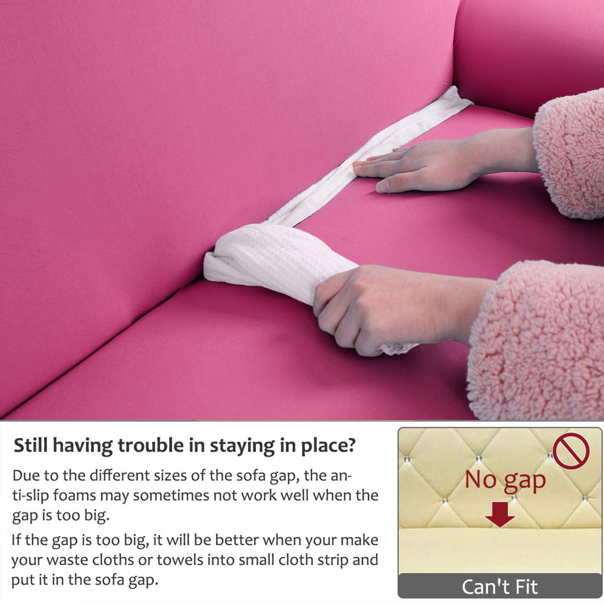 uxcell Stretch Sofa Cover Couch Covers Solid Classic for Sofas Loveseat Armchair Universal Elastic Polyester Furniture with One Pillowcase X-Large Fuchsia