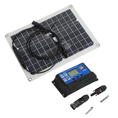 Solar Panel Battery Charger Set 15W Cell Panel 18V Car Yacht Kit with Maximum Power Voltage Vmpp Controller Battery Charging for Monocrystalline Automobile Charger Power Vehicle