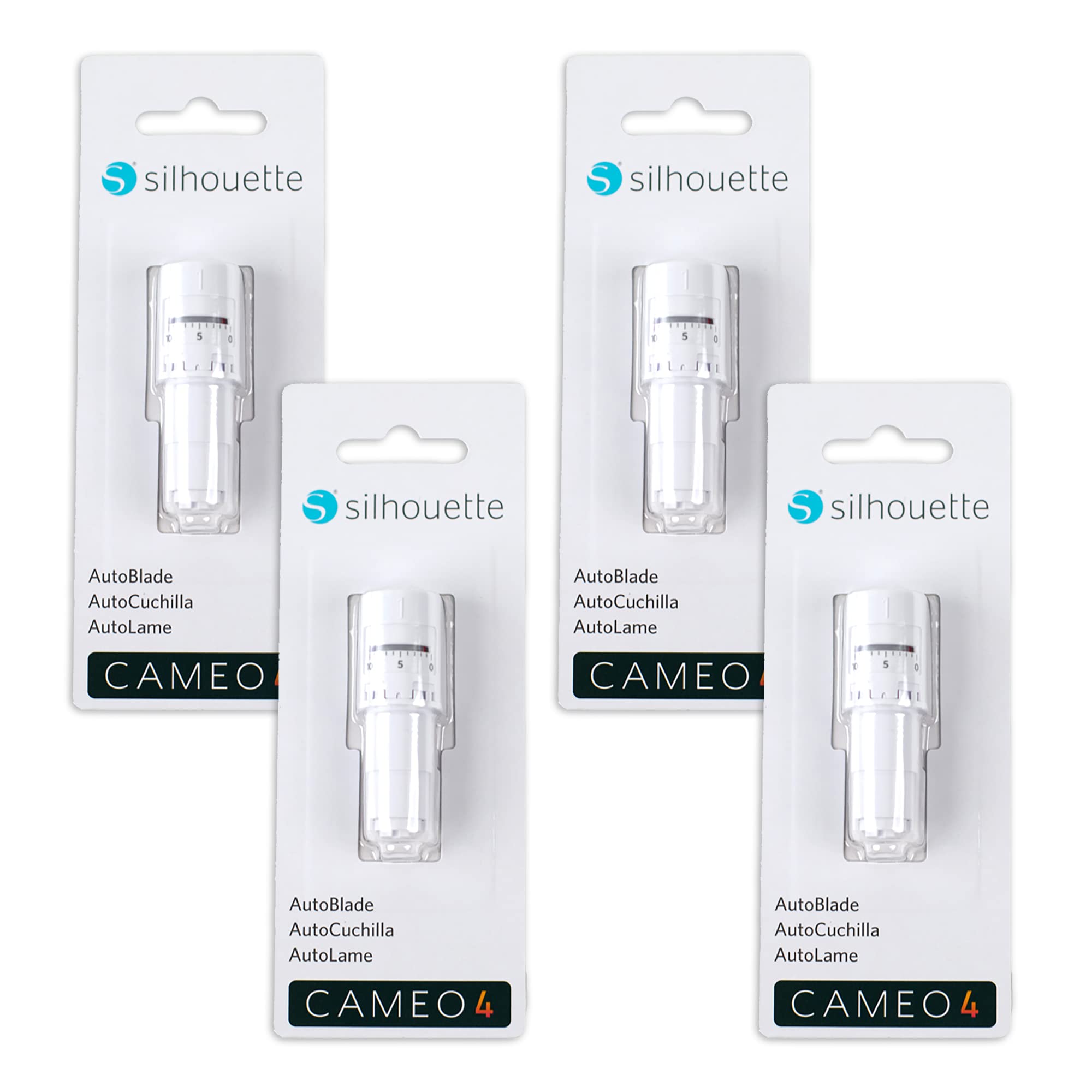 Silhouette Cameo 4, PRO, Plus, & Portrait 2 AutoBlade Replacement 4 Pack Bundle with 200+ Designs