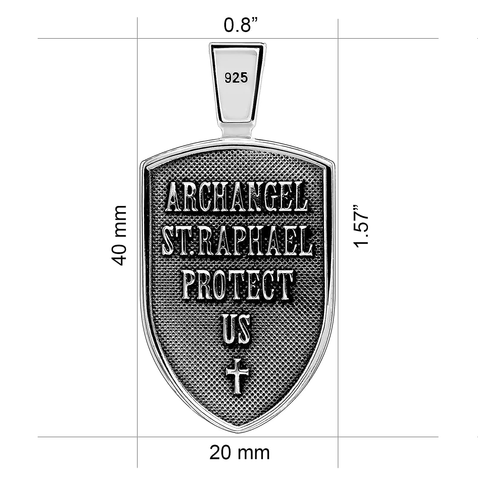 VENICEBEEĀ® Archangel St. Raphael Protect Us Medal Saint Healer Angel Christian Amulet Solid 925 Sterling Silver Pendant Necklace + Velvet Pouch, Polishing Cloth, Fine Gift Box