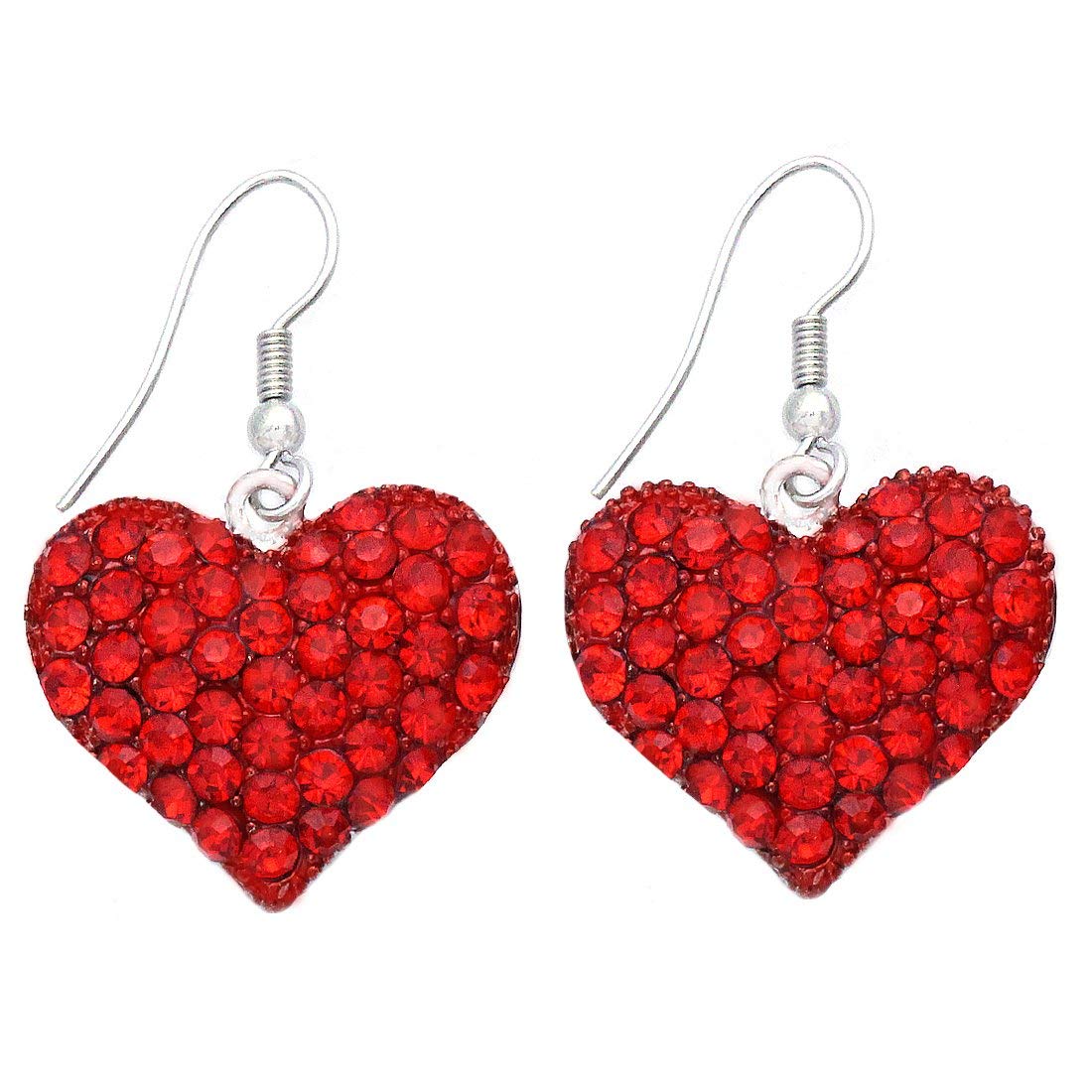 SoulBreezeCollection Valentines Day Red Heart Earrings Drop Dangle Gift for Mom Her Girlfriend (Red)