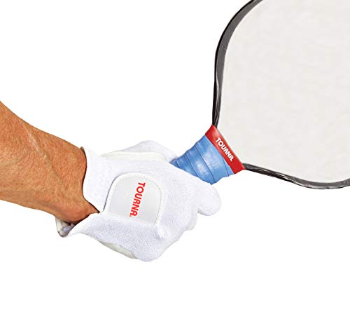 Tourna Tennis Glove-Mens Half, Finger-Large-Right, White (TGH-M-L-R)