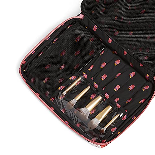 Vera Bradley Women's Cotton Grand Vanity Toiletry Makeup Organizer Case, Rosa Floral - Recycled Cotton, One Size