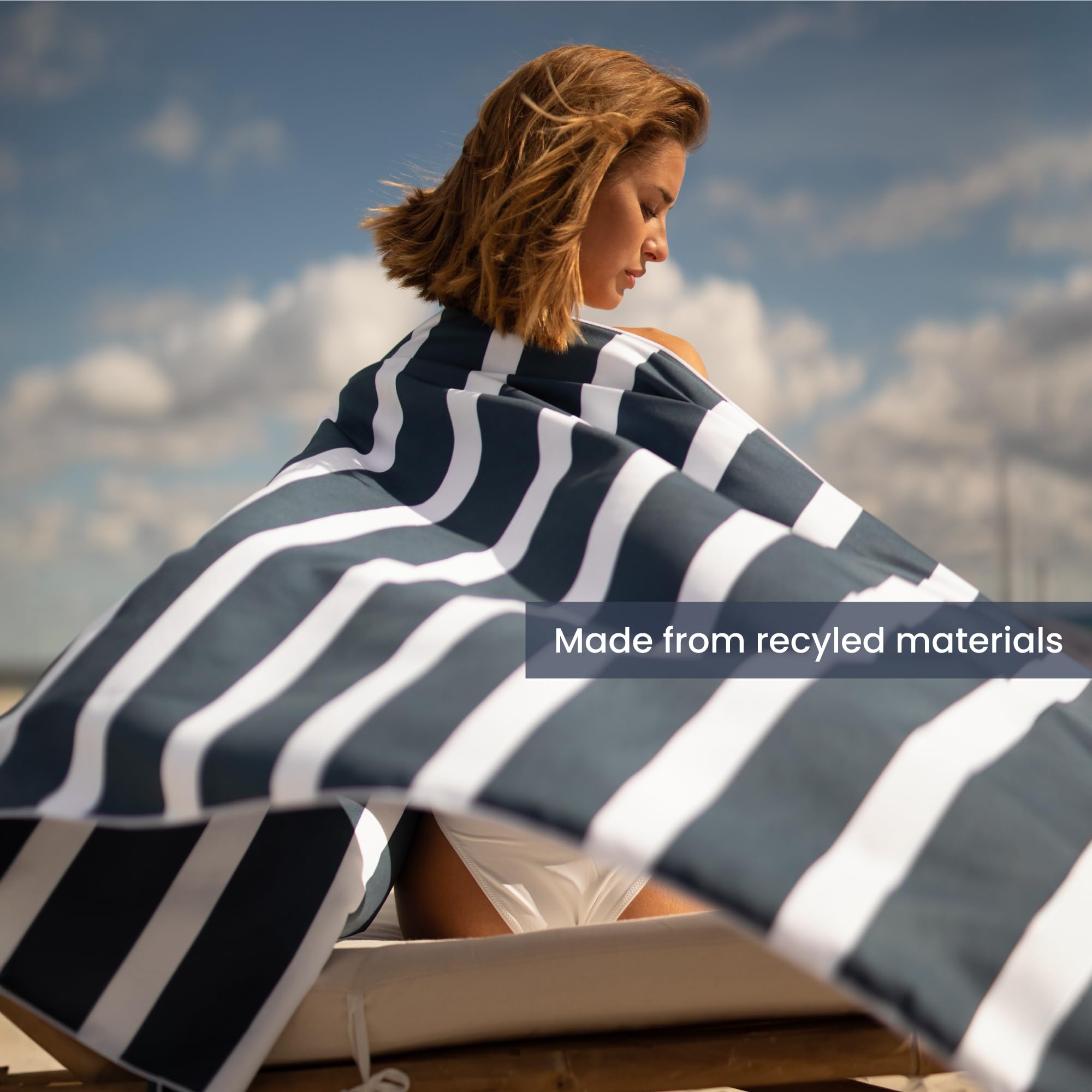 SummerSand Microfiber Beach Towel Extra Large (79 x 39.5 in) - Quick Dry, Sand Free - Compact and Lightweight for Travel - Recycled Materials - Travel Bag Incl - Oversized Pool Towel β Deep Blue