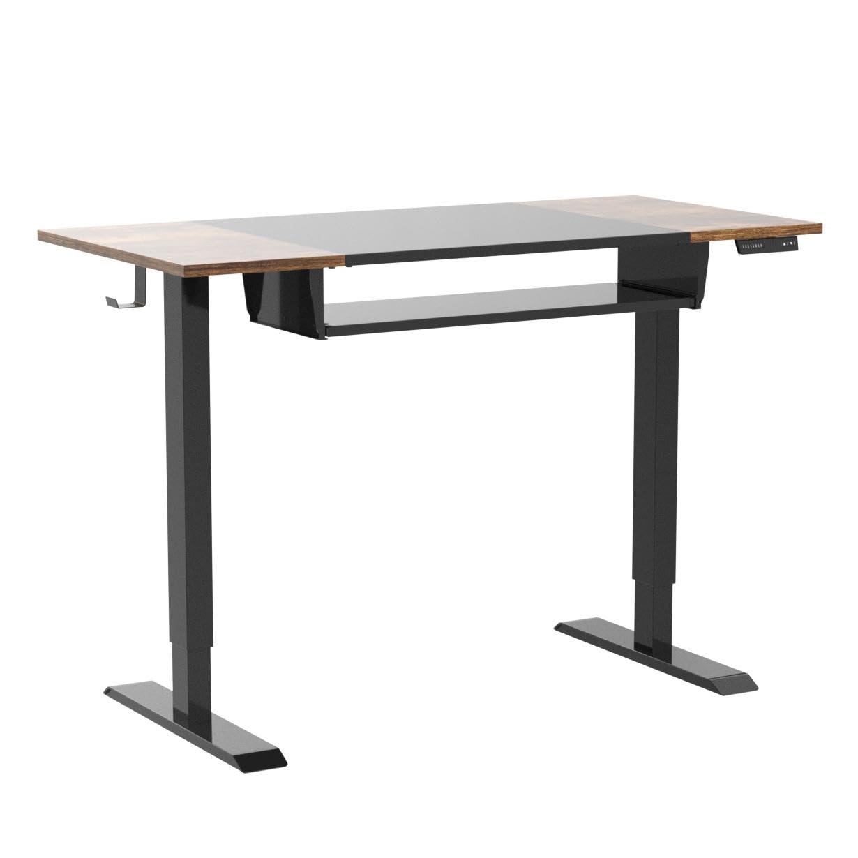Tangkula Standing Desk with Keyboard Tray, Height Adjustable Electric Sit Stand Desk with Splice Board, Anti-Collision Technology & 2 Hooks, 48 x 24 Inch Stand Up Workstation for Home Office
