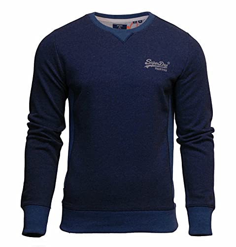 Superdry Mens Orange Label Interest Crew Sweatshirt, Slim Fit, Crew Neckline Midnight Blue Grit Size M