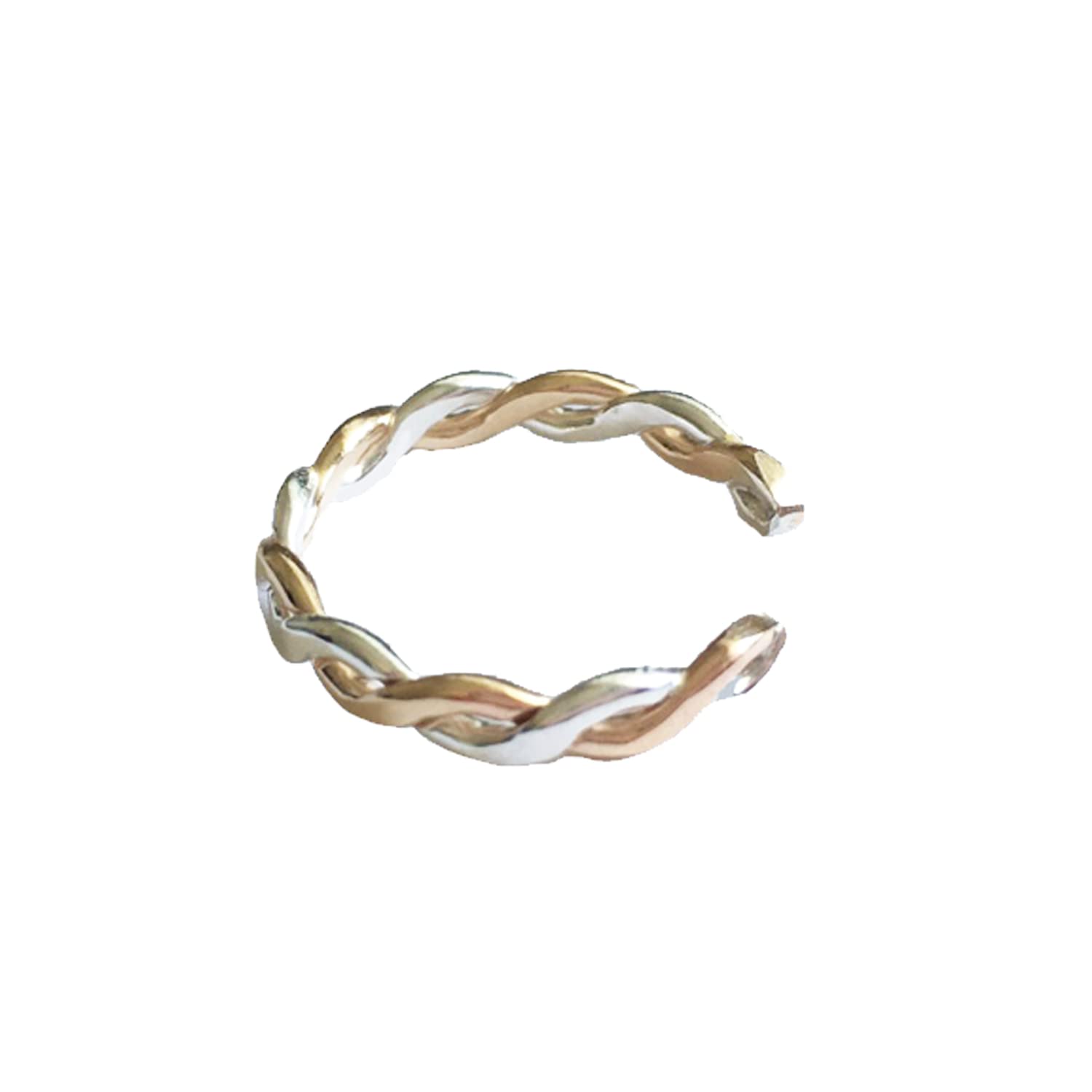 Toe Ring | Twine Medley Braided .925 Sterling Silver & 14K Gold Fill | Adjustable Toe Ring | Two-Tone Mixed Metal Ring | One Size Fits Most