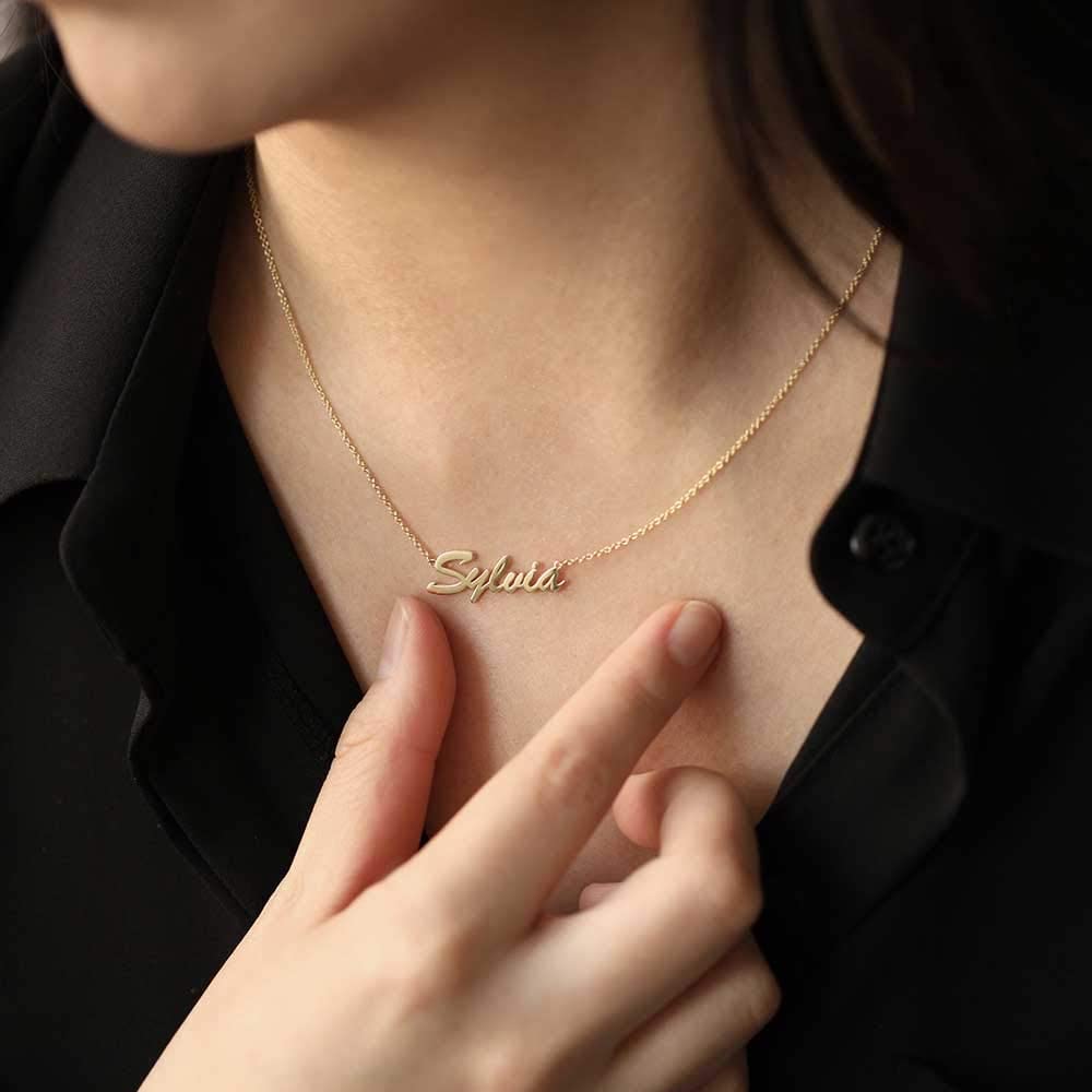 VeeVoice Custom Name Necklace Personalized Customized Birthstone Necklace Christmas Gift for Women 18K Gold Nameplate Pendant for Girl