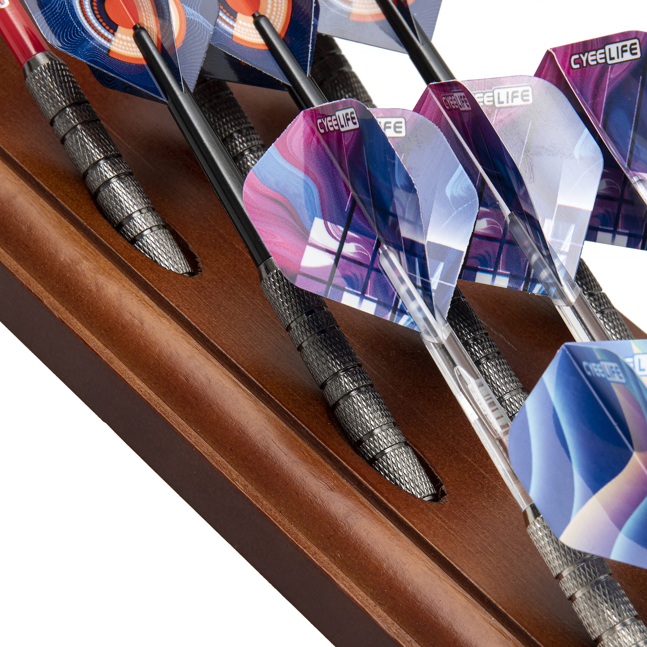 Veradura Solid Wood Wall Dart Holder - Holds and Displays 12 Soft or Steel Tip Darts - Precision Drilled Holes - Complete with 2 Pieces of Chalk for Scoring and an Accessory Bag