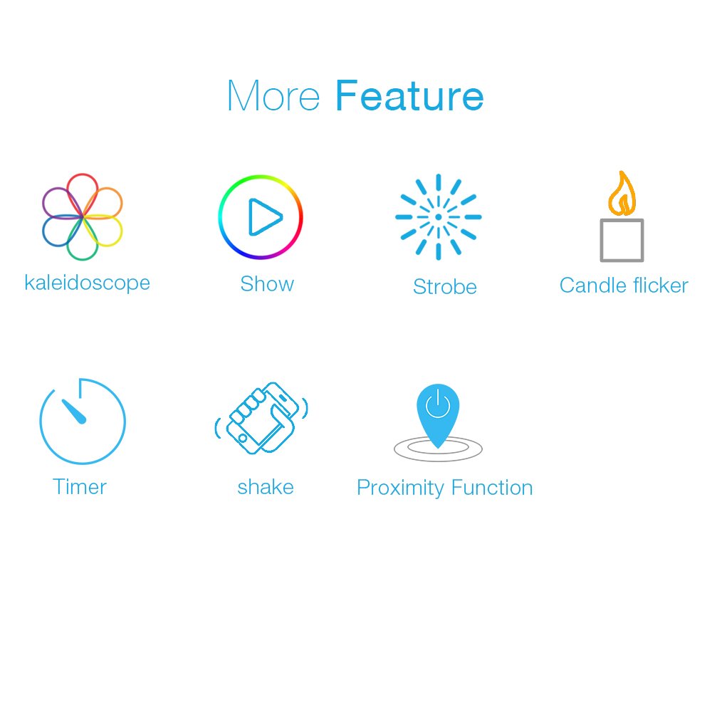 Revogi Smart Color LED Bulb LTB211 RGBW Dimmable Bluetooth 4.0 Low Energy Wireless Lightbulb, Android 4.3+ iOS 6+, E26, 8 Watt (60 Watt Replacement), Energy Class A+ Light, Schedule, Anti-Burglar Mode