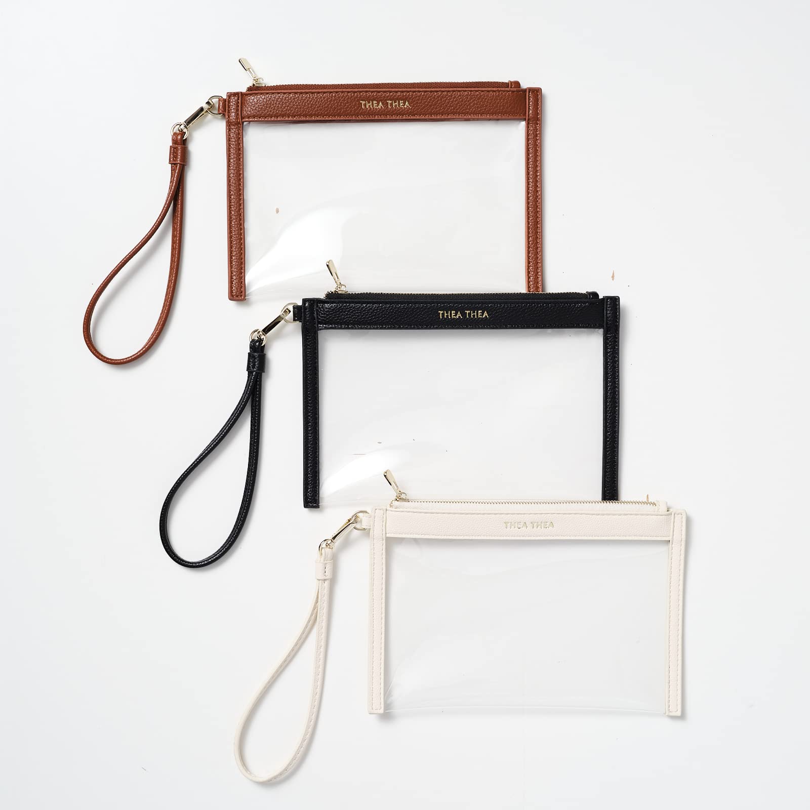 THEA THEA Callie Clear Pouch | Cosmetic Pouch | Diaper Case | Travel Case (Brown)