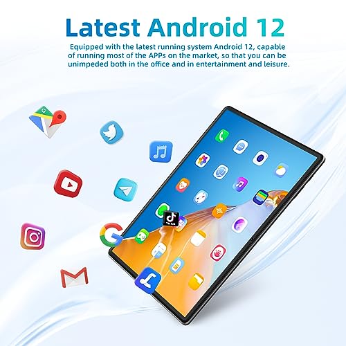 SGIN Tablet 10.1 inch, Android 12 Tablets with Octa Core Processor, 8GB RAM+128GB ROM, 512GB TF Card Expansion, 6000mAh, Dual Band WiFi, Bluetooth5.0, Tablet PC with 5MP+8MP Camera
