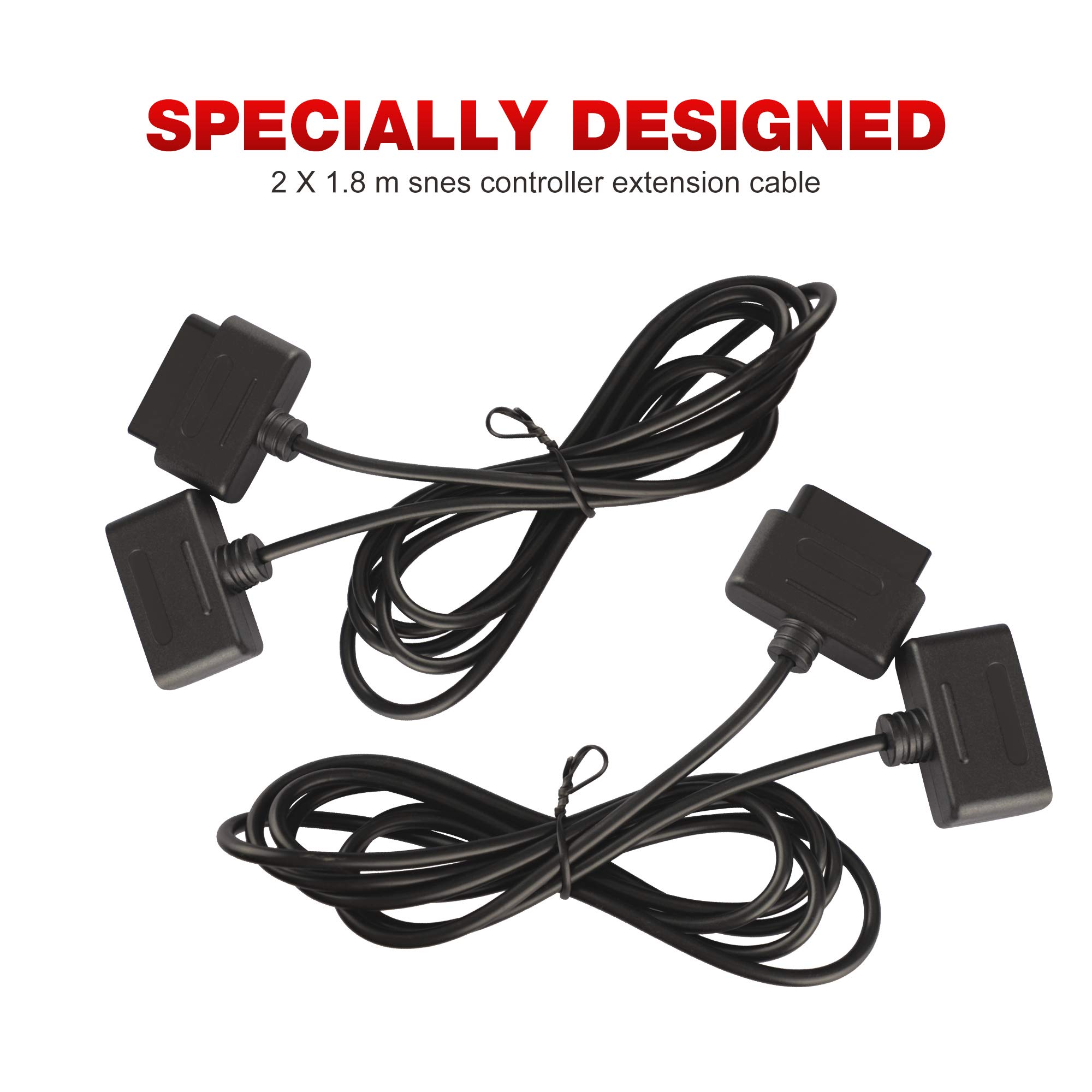 Xahpower 2Pack 6ft SNES Controller Extension Cable for Retro-Bit SNES Super Nintendo Entertainment System Console