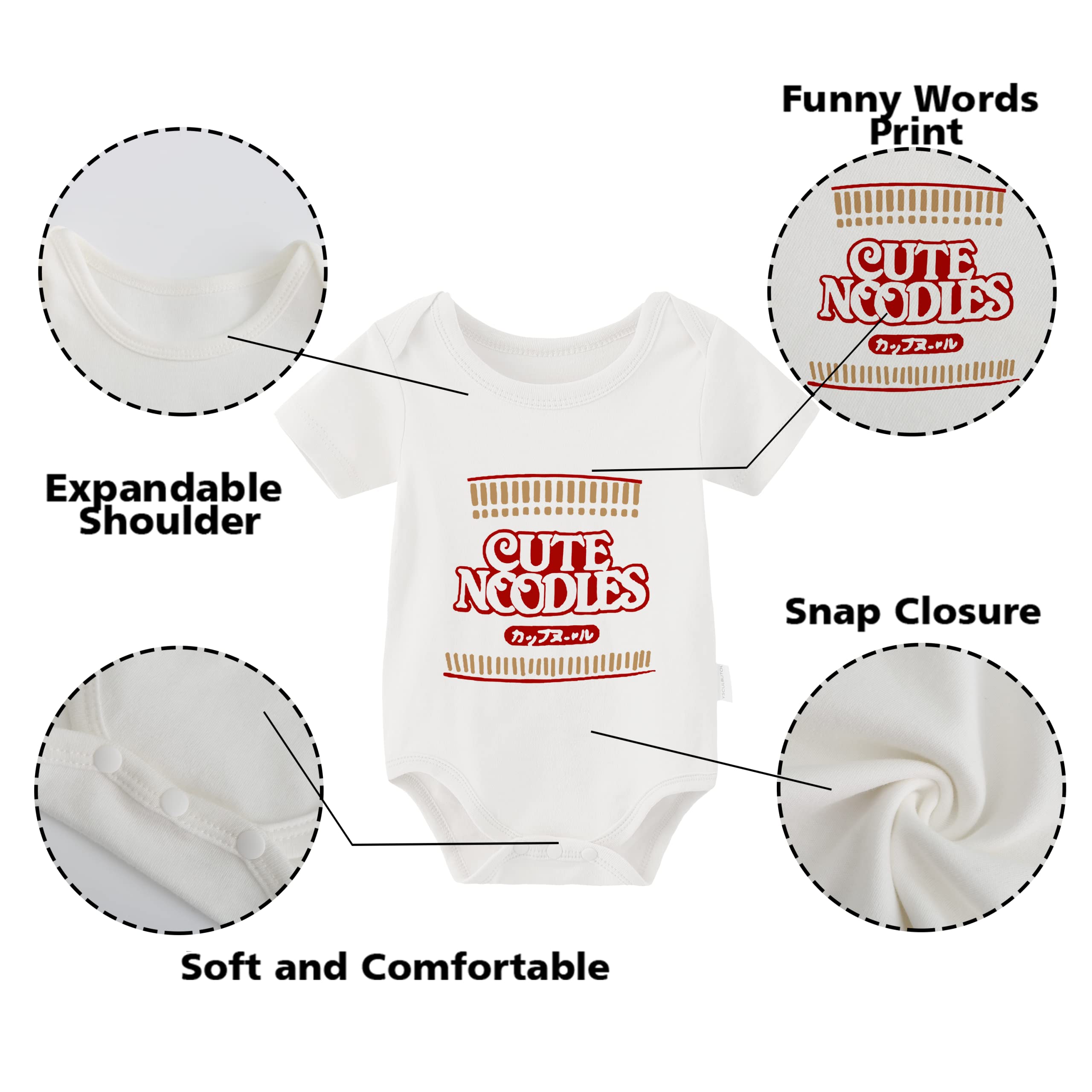 YSCULBUTOL Baby Twins Bodysuit Funny Ramen Outfit Noodle Funny Romper Baby Costume Jumpsuit Hat Bags(White Noodle 12M)