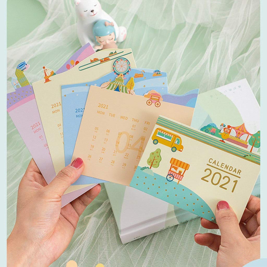 WUHE Desk Calendars 2021 Desk Calendar Cartoon Desk Calendar Cute Plan Card Perpetual Calendar Student Countdown Clock-in Notepad Customization Calendars (Color : A Desk Calendar)
