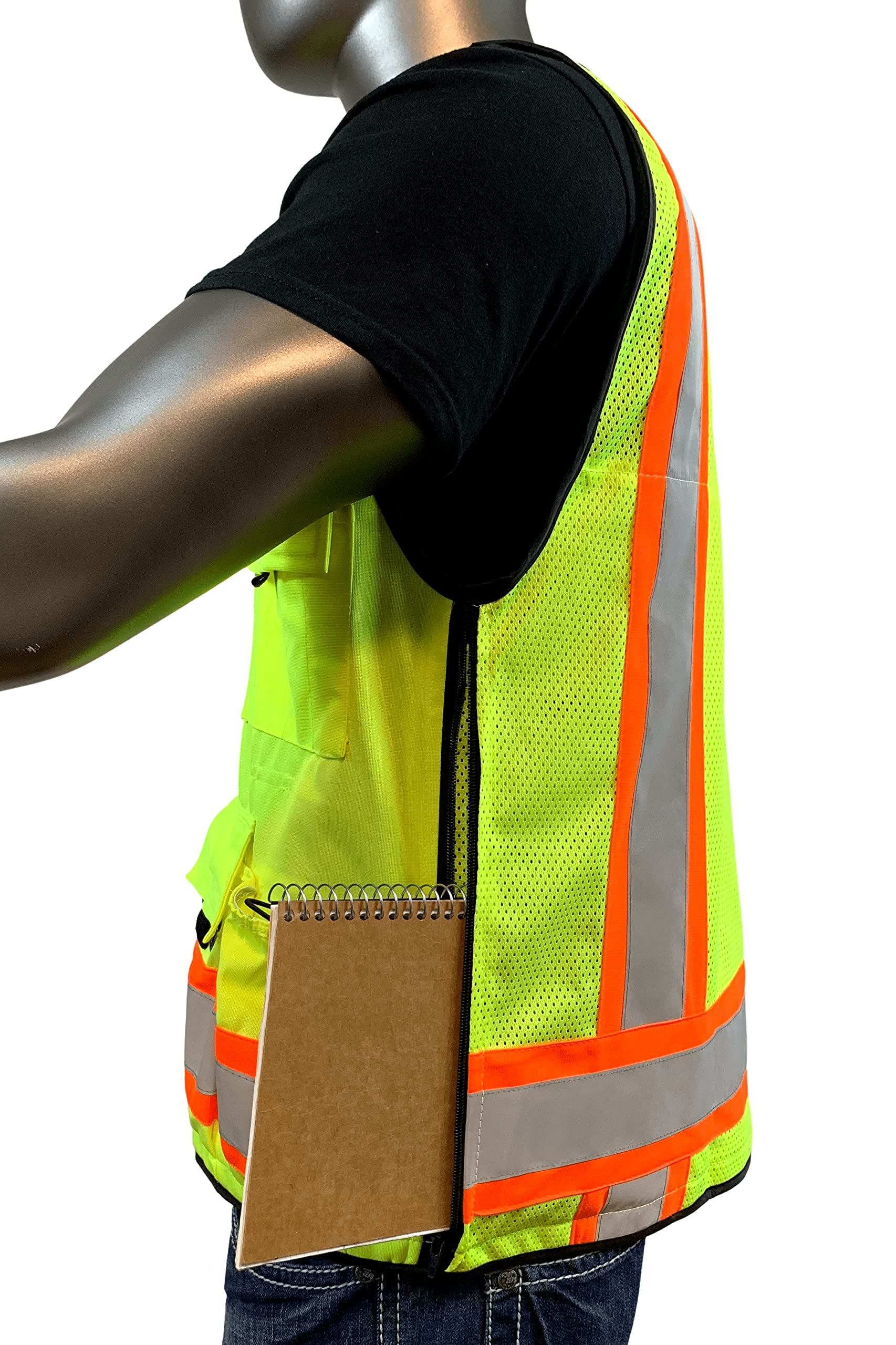 Vero1992 (F Safety Vest For Men's Engineer High Visibility Vest With Pockets and Zipper Tape 3M (Large, Yellow)