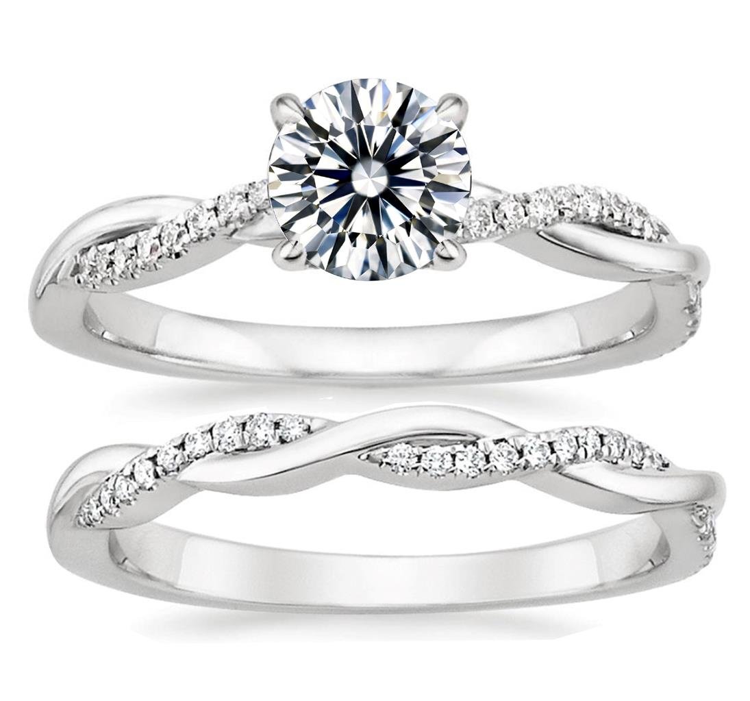 Venetia Twist Vine Pave Realistic 1 2 Carats Simulated Diamond Ring Band Set Hearts Arrows Cut tw2-8