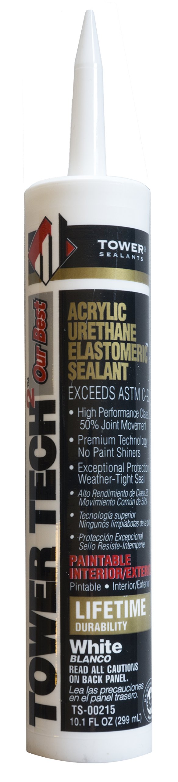 Tower Sealants TS-00215 10.1 fl-Ounce Tower Tech 2 Acrylic Urethane Sealant, White - Pack of 12