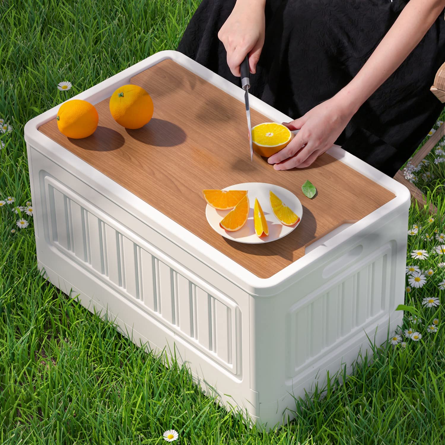 Storage Bin with Upgrade lid,52.3QT Plastic Storage Crates with Double Lid,Folding Plastic Stackable Utility Crates Dual Open Storage Bins with Wheels,Large Storage Container Bins for Camping,Picnic