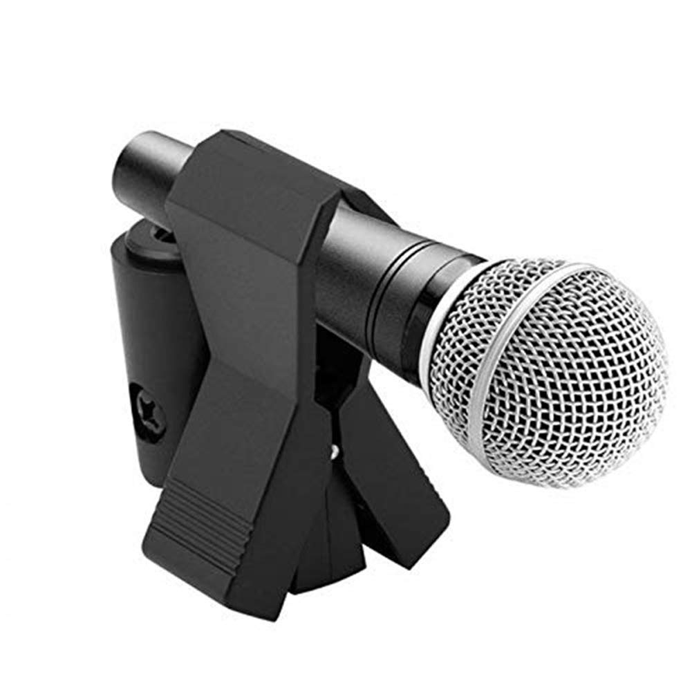 Universal Microphone Clip Holder Stands with 5/8" Male to 3/8" Female Nut Adapters Butterfly Style Microphone Clip Holder for Handhold Microphone Black 2 Set