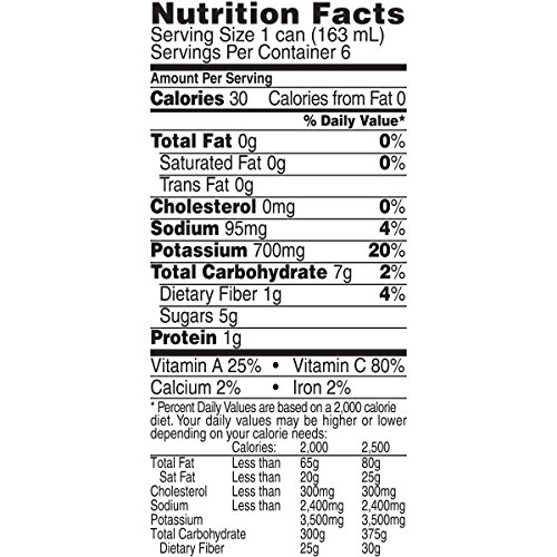 V8 Low Sodium Original 100% Vegetable Juice, 5.5 oz. can (4 packs of 6, total of 24)