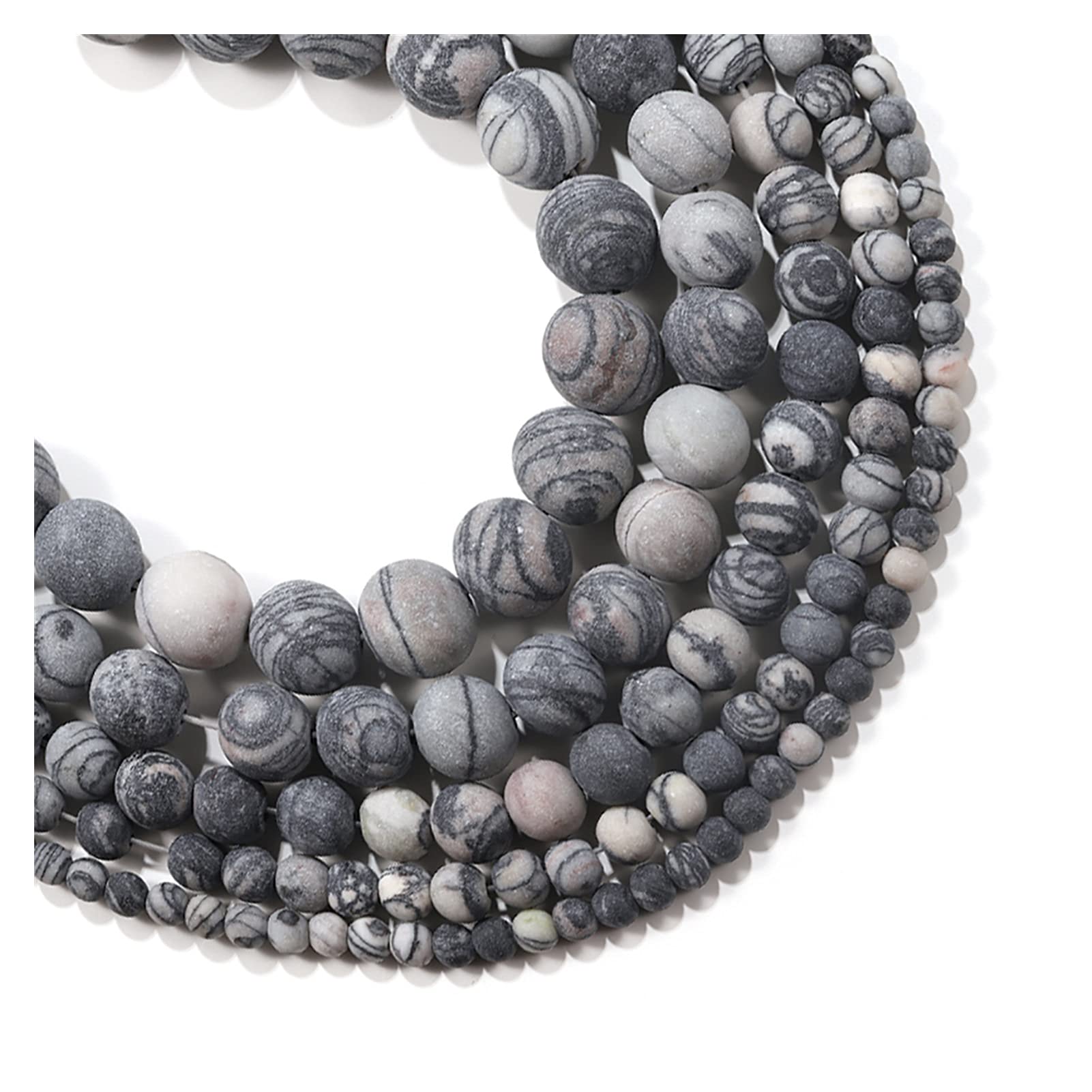 YU 1strand 4/6/8/10/12mm Matte Black Web Jaspers Stone Round Loose Spacer Beads for Bracelet Jewelry Makings Supplies T314 (Color : Web Jaspers Stone, Item Diameter : 10mm)