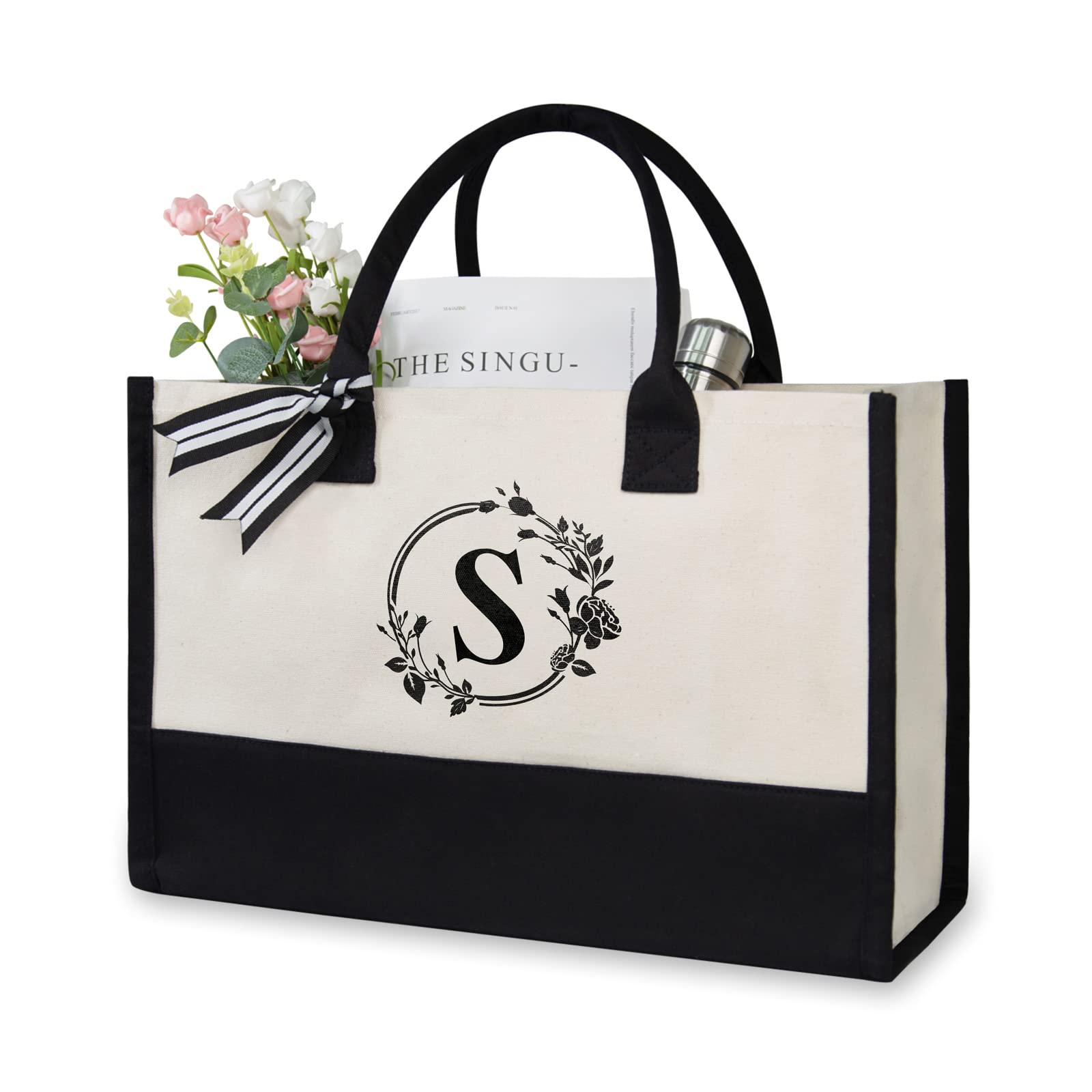 TOPDesign Canvas Tote Bag for Beach Road Trip Weekend Holiday Vacation Picnic, Creative Gifts for Women Friend Her, Personalized Birthday Present