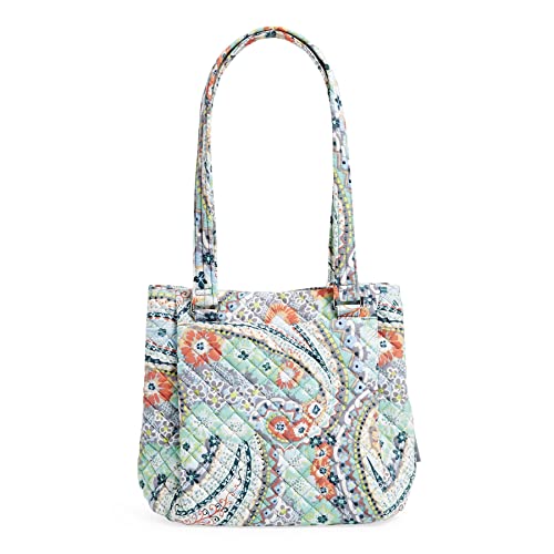 Vera Bradley Women's Cotton Multi-Compartment Shoulder Satchel Purse, Citrus Paisley - Recycled Cotton, One Size