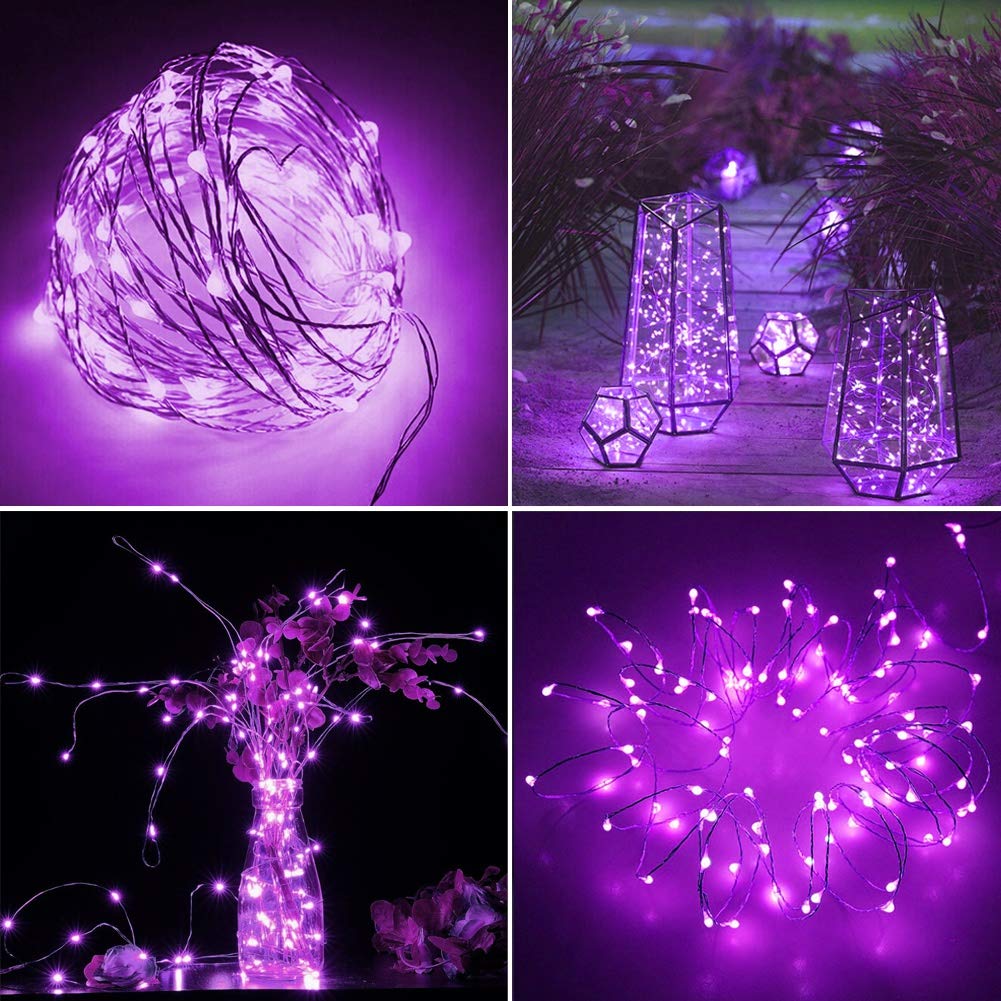 Twinkle Star 2 Set Christmas Fairy Lights Battery Operated, 33ft 100 Led String Lights Remote Control Timer Twinkle String Lights 8 Modes Firefly Lights for Garden Party Indoor Decor, Warm White