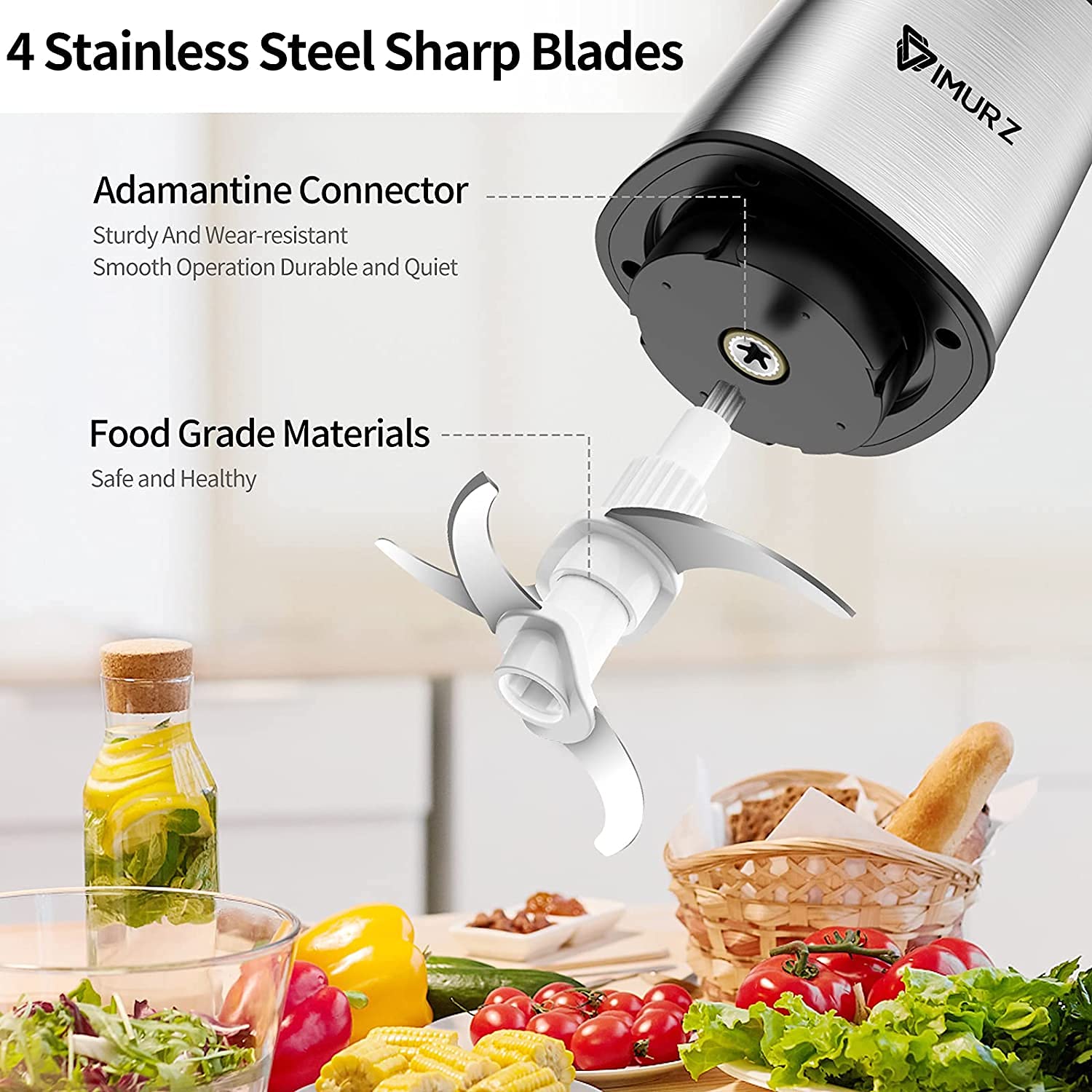 Small Food Processor,IMURZ Mini Food Chopper Electric, Meat grinder Blender(Table Blender) , mini chopper 300W Kitchen ,For Vegetable, Fruit, Onion, Garlic -2 Cup