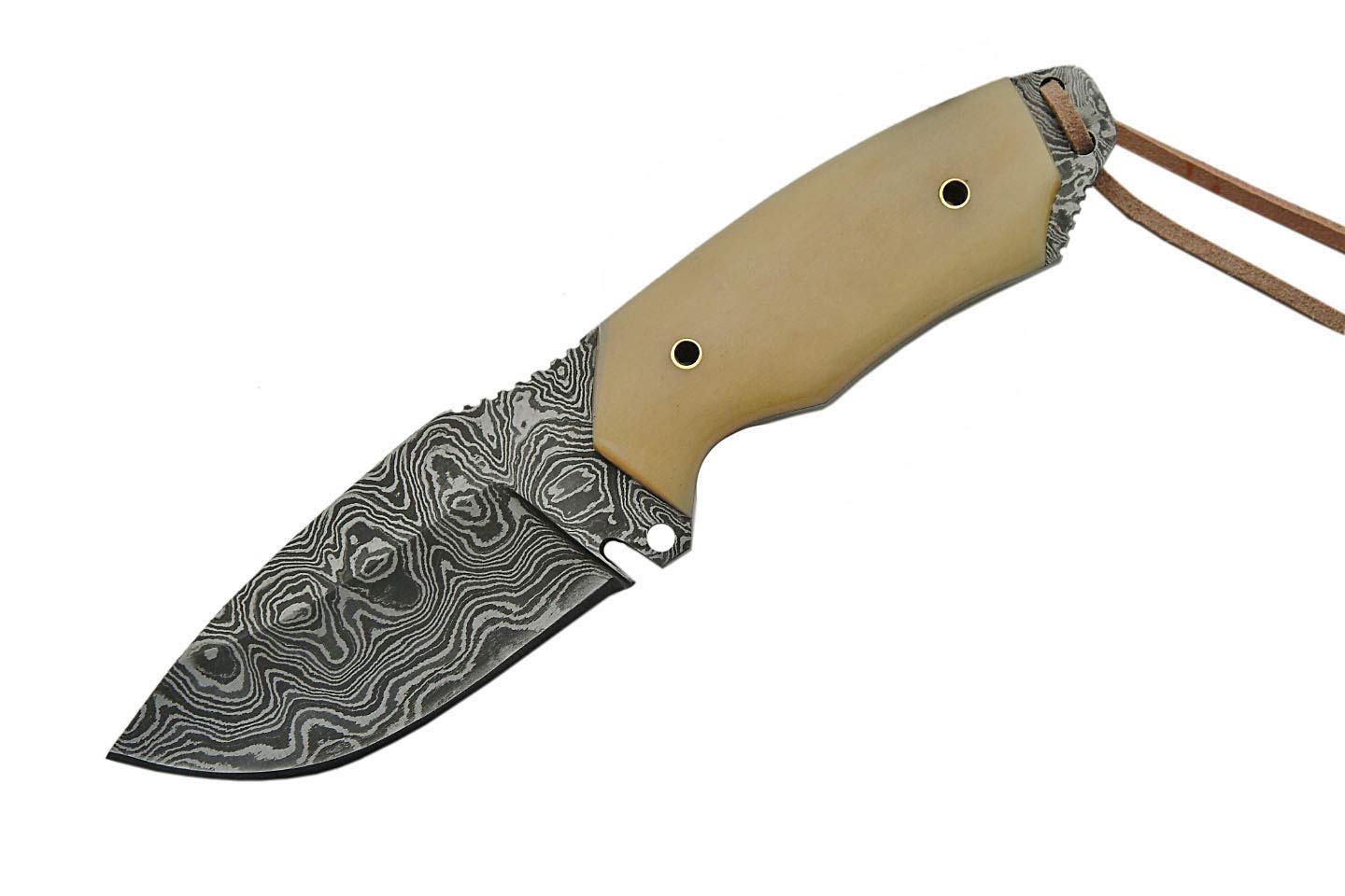 Szco Supplies Damascus Bone Ladder Pattern Hunting Knife