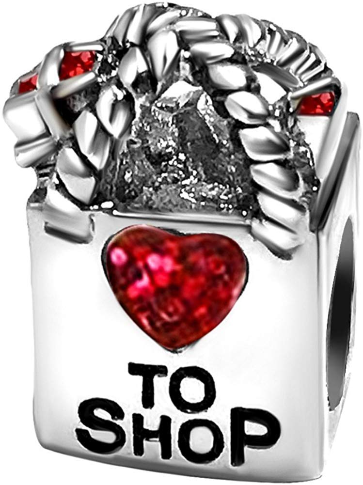 T50Jewelry To Shop Love Heart Mothers Day Red Birthstone Charms for Bracelets Wife Sister Mom Christmas Gifts