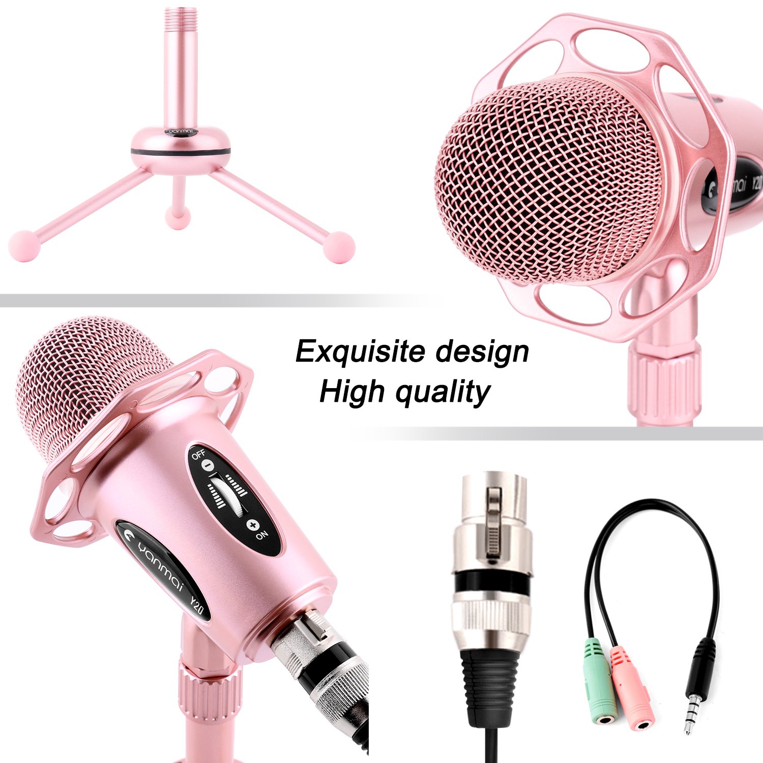 Venoro Podcast Microphone,Plug & Play Professional Condenser Microphone with Stand,Noise Reduce Omnidirectional Microphone for Gaming,Recording,Streaming,Podcasting,Compatible for Computer Laptop