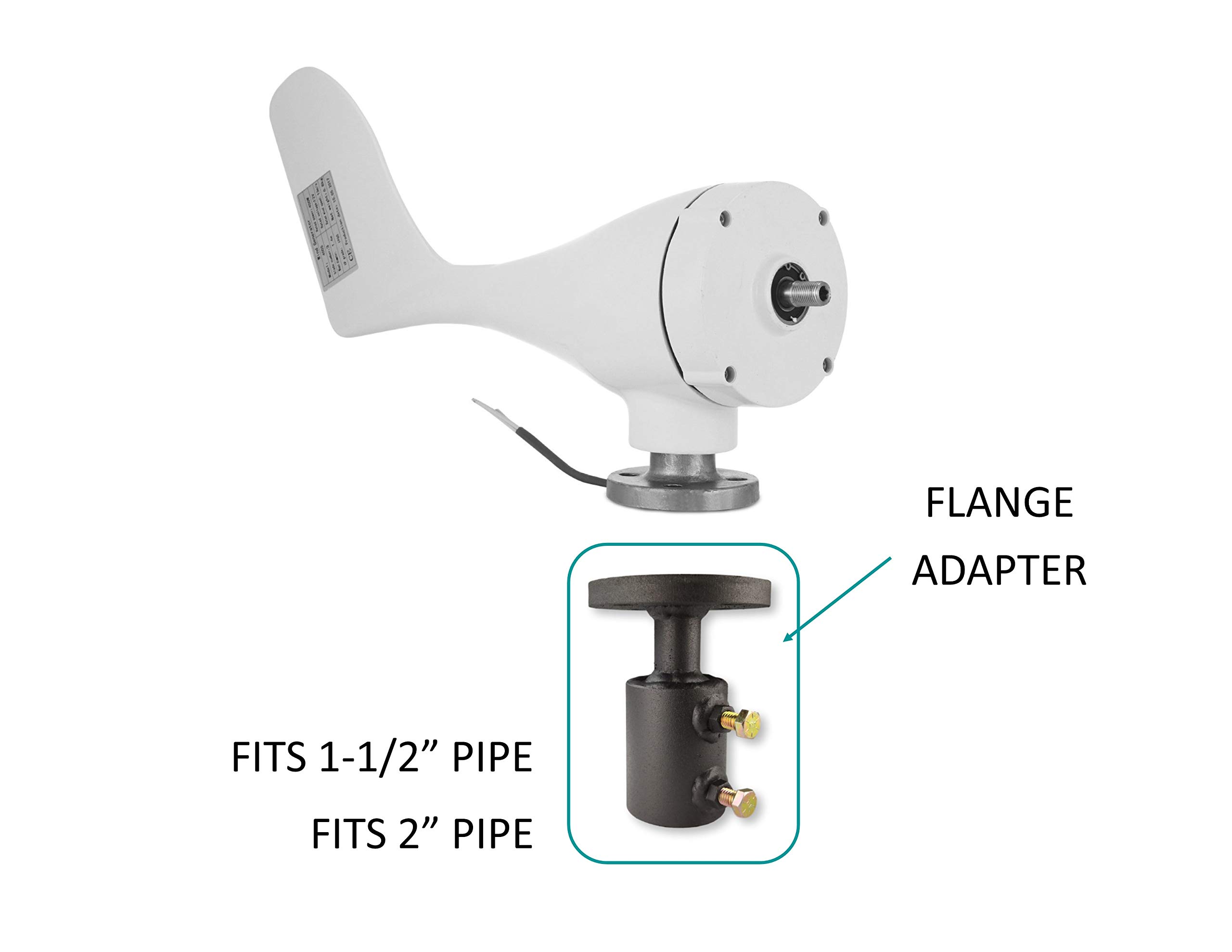 Wind Turbine Flange to Pipe Adapter for Import Turbines, NO Welding, Made in USA (1-1/2" Pipe)