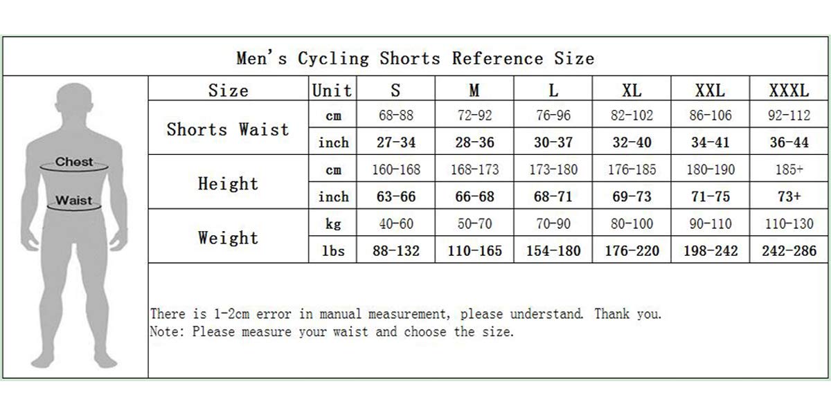 Weimostar Men's Cycling Shorts Padded Bicycle Riding Half Pants Bike Biking Clothes Cycle Wear Tights Black Size L
