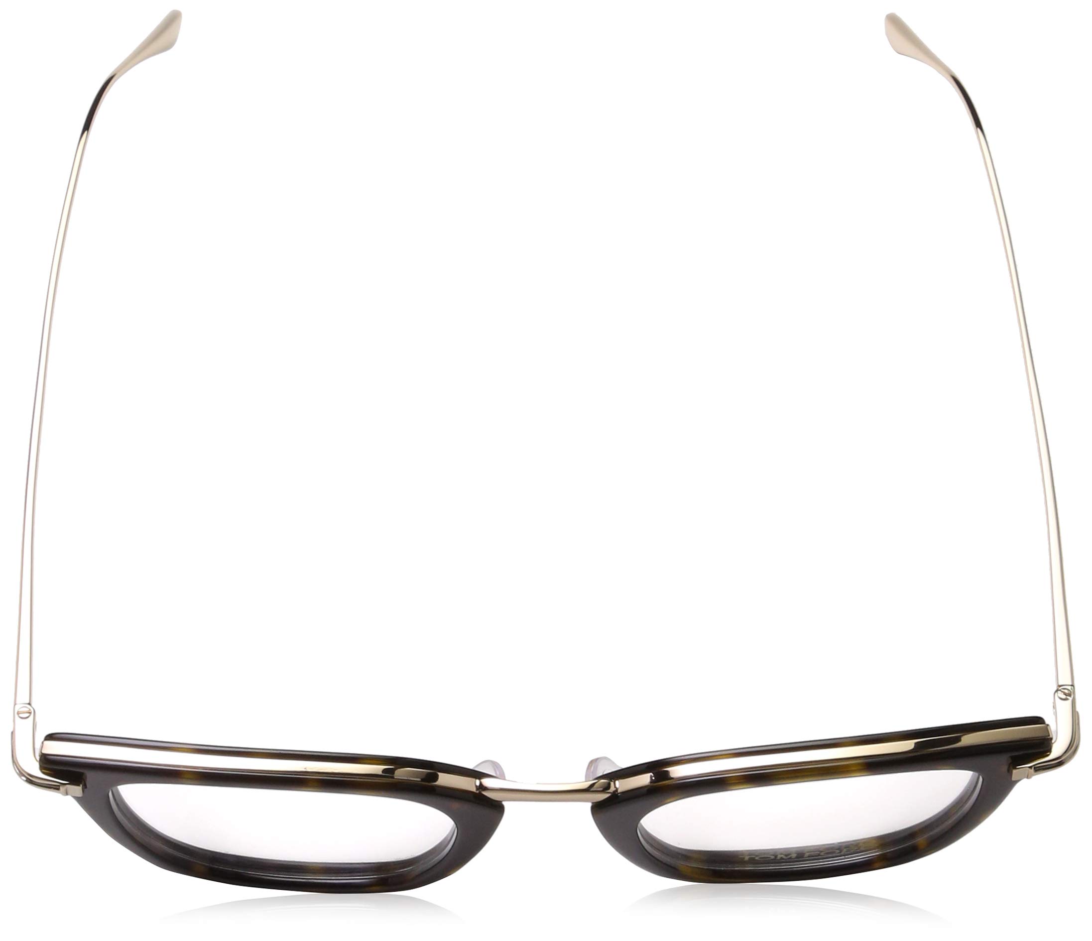 Tom Ford FT5496 Square Eyeglasses Acetate/Metal TF5496 (052 Gold/Dark Havana, 47)