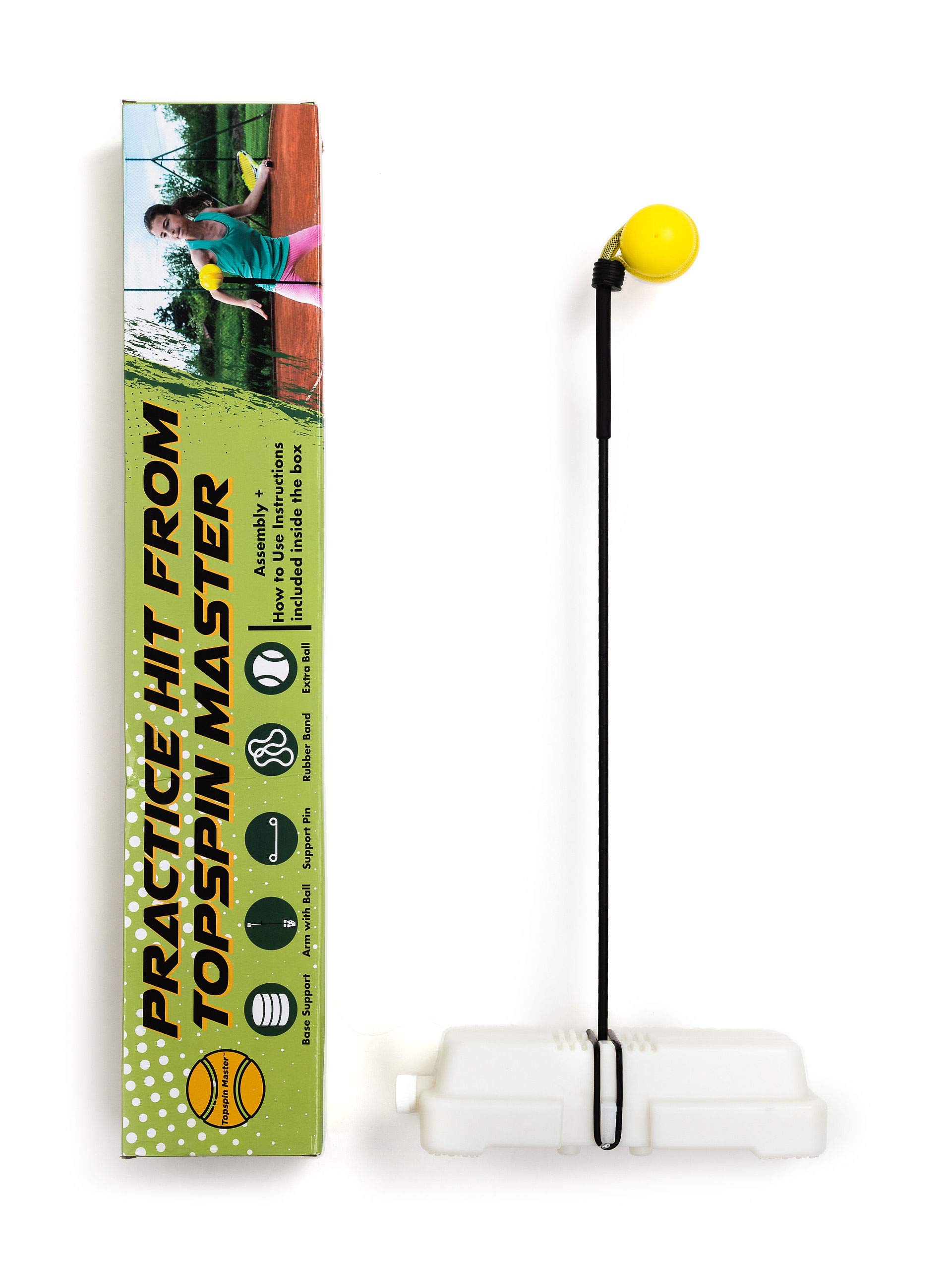TOPSPIN MASTER Practice Hit Tennis Trainer - Portable Self-Training Aid - Rebounder Tennis Training Equipment for Beginners & Pros - Helps Improve Strokes - Easy to Assemble, Comes with Extra Ball