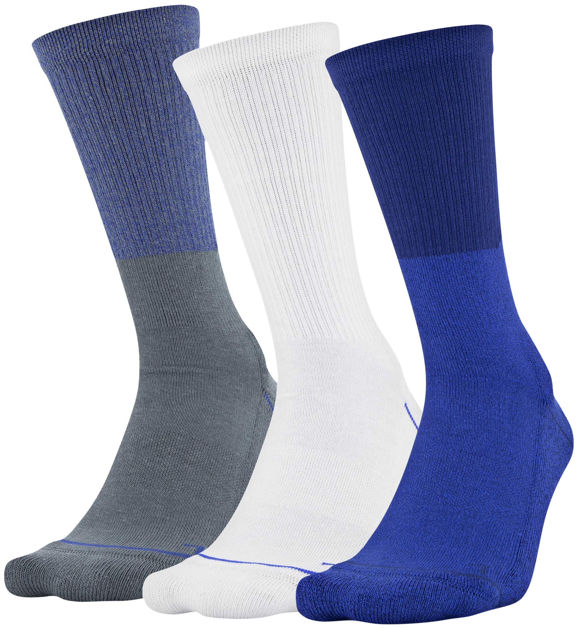 Under Armour Men's UA Phenom 5.0 Solid Crew Socks, 3-pairs, Ash Grey Assorted, Large