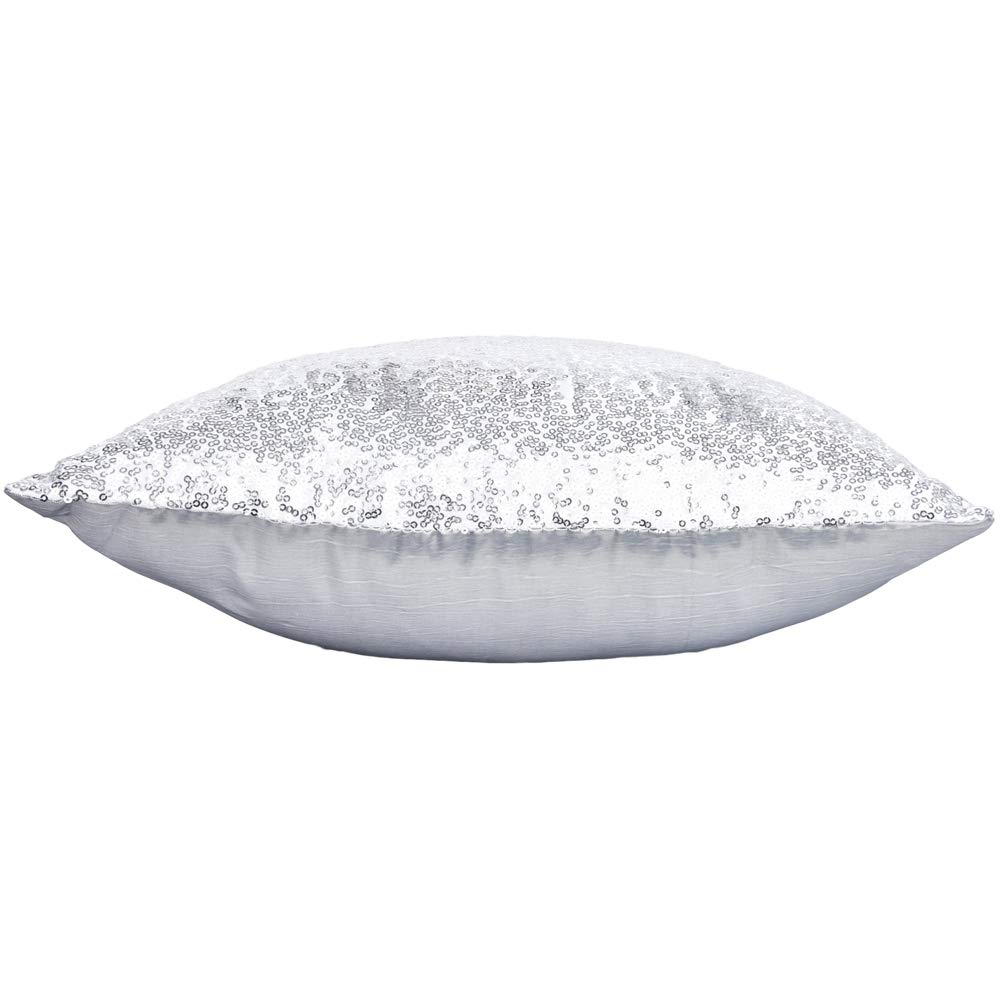 Ushinemi Sequin Throw Pillow Cases, Silver Glitter Square Throw Pillow Covers, Throw Pillow Cover for Sofa Couch Home Festivals Holiday Decor, 16x16β, Set of 2