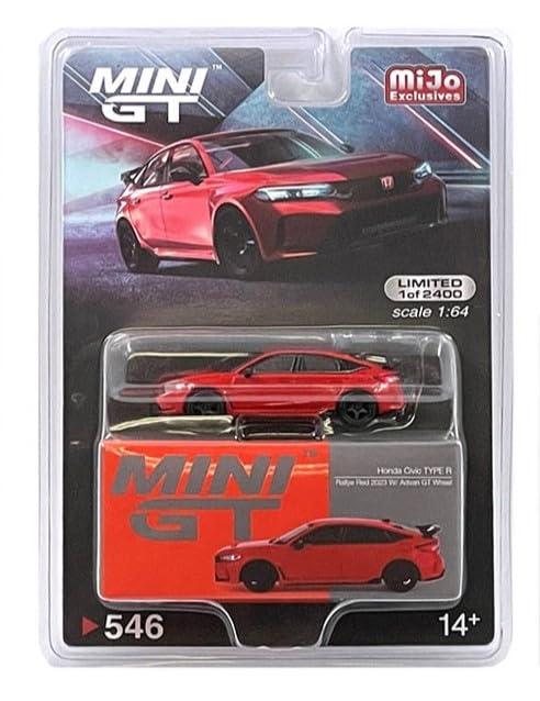 True Scale Miniatures Model Car Compatible with Honda Civic Type R Rallye 2023 W/Advan GT Wheel Red Limited Edition 1/64 Diecast Model Car MGT00546