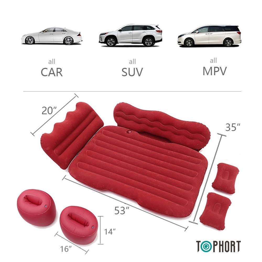 TOPHORT Bed Car Mattress Car Sleeping Bed Camping Mattress Travel Inflatable Mattress Bed Large Size (Gray)