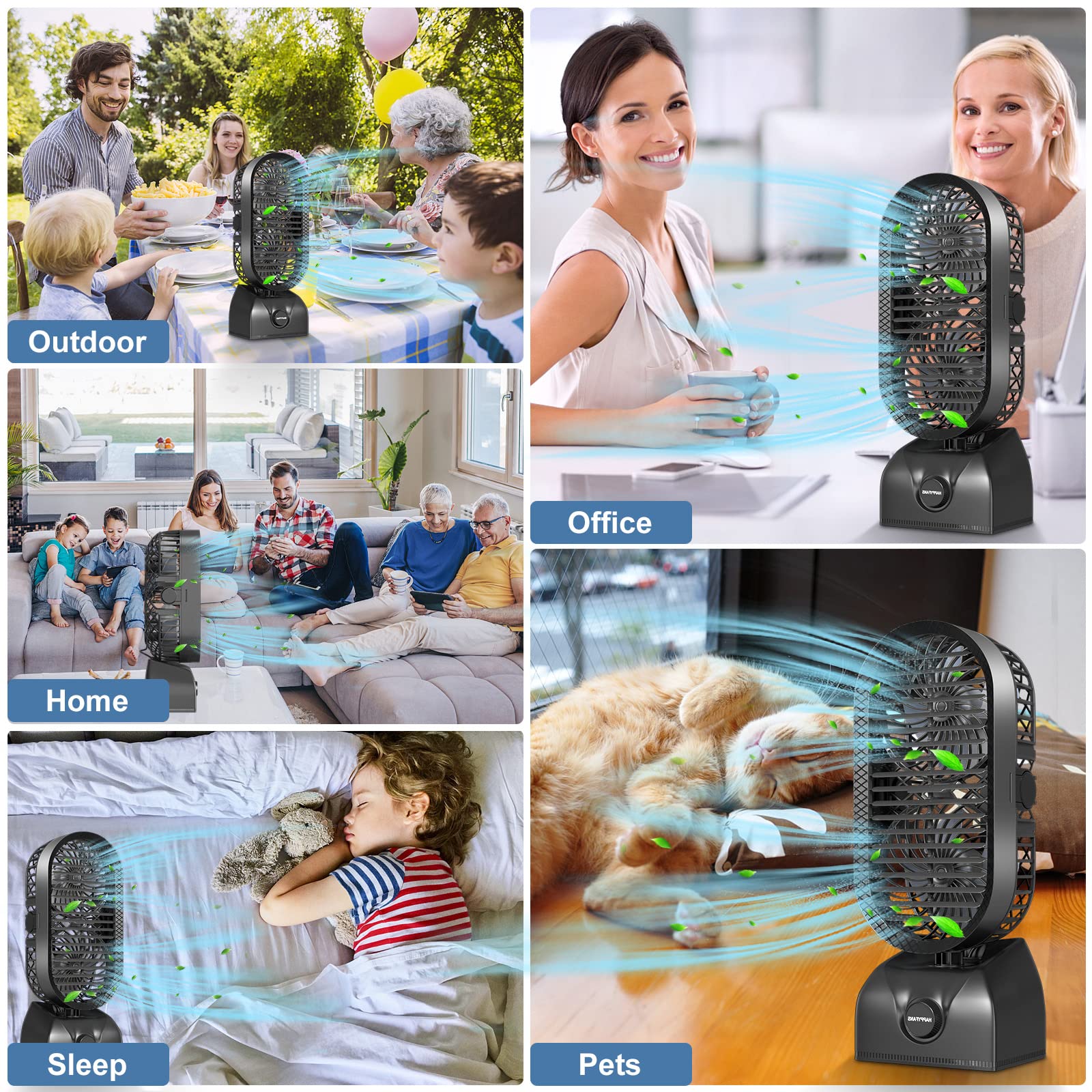 Small Tower Fan For Bedroom Desk, 10000mAh Rechargeable Oscillating Table Fan, Max Last 30Hrs, 11'' Portable Fan, 120° Oscillation for Powerful Circulation, Stepless Speed, Quiet for Home Bedroom