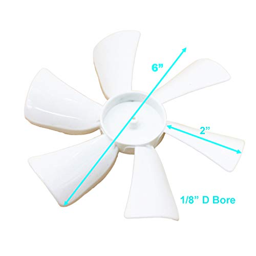 X-Haibei 2 Pack RV Vent Fan Blade Replacement, 1/8 Inch D-Bore, 6 Inch Whide, for 12 Volt Trailer Camper Roof Vent Bathroom Exhaust