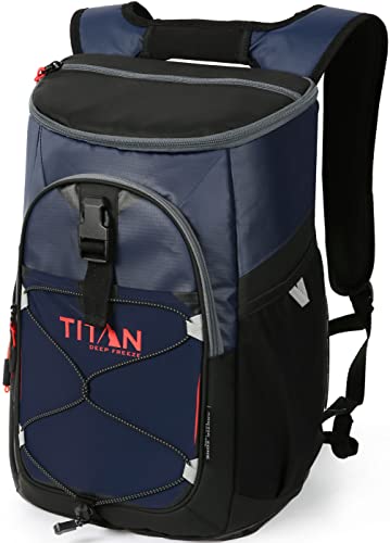 Titan Deep Freeze Backpack Cooler - 24 Can Cooler Bag Insulation, Navy Blue