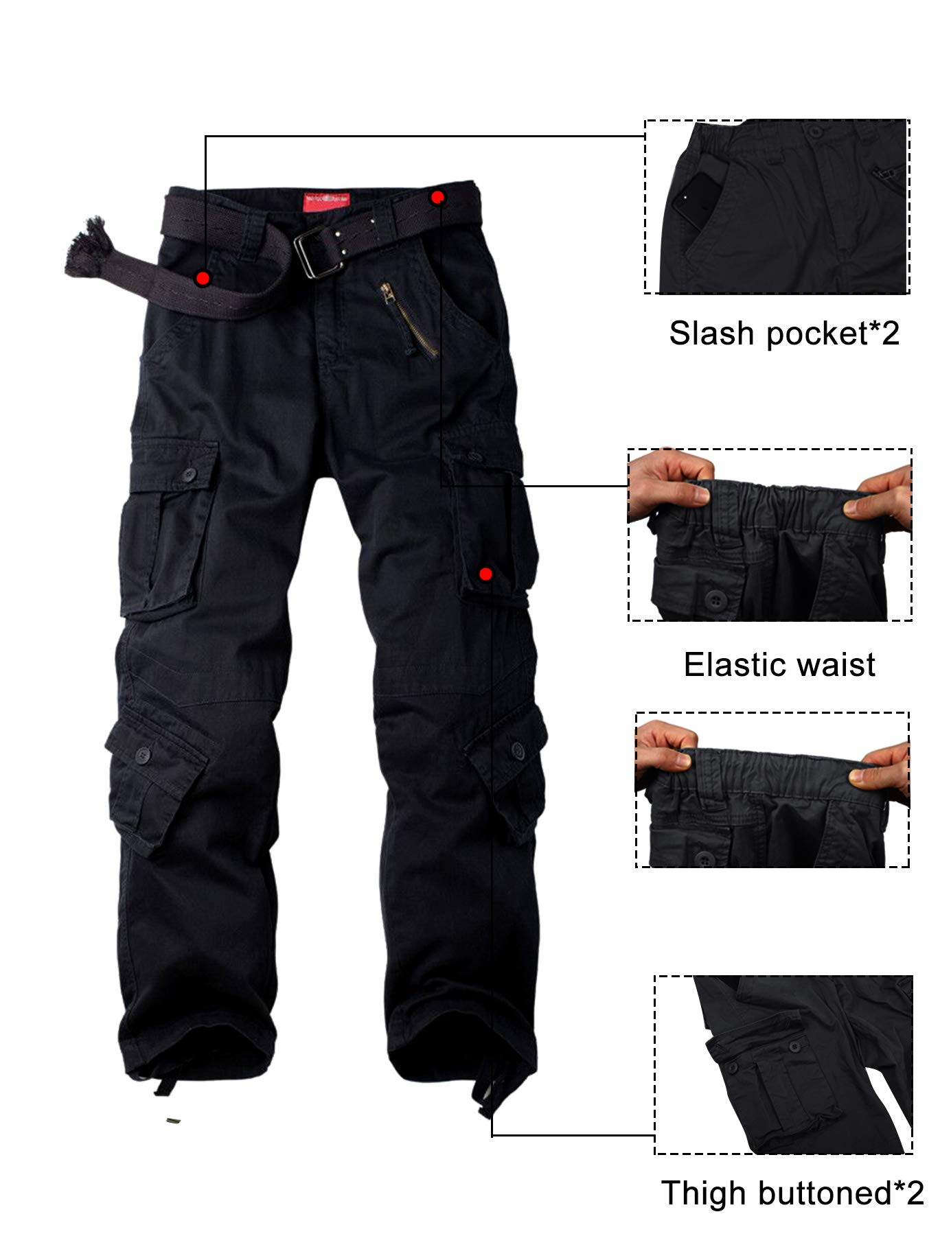 XNMAYA Cargo Pants for Women, Military Army Camo Combat Trousers,Work Camping Hiking Casual Pants with Pockets Black US 2