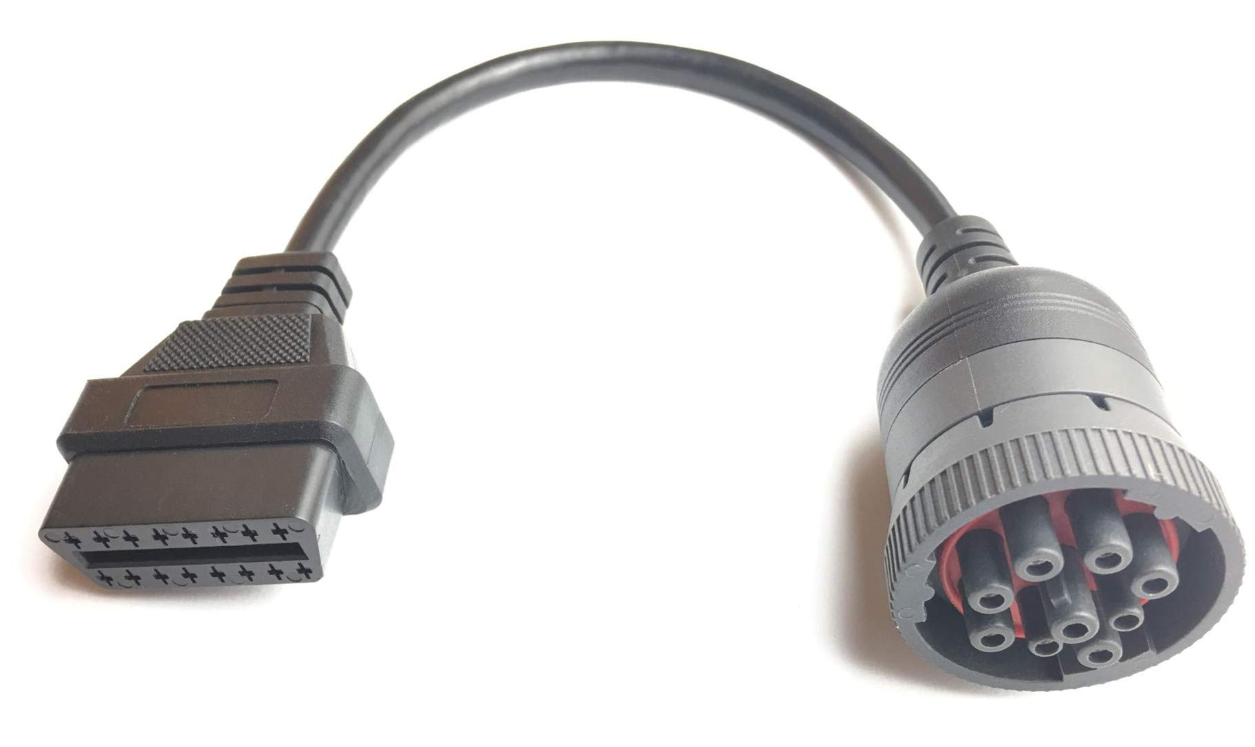Type 1 J1939 9pin to OBD2 Cable Black J1939 to obdii Female Adapter for Truck