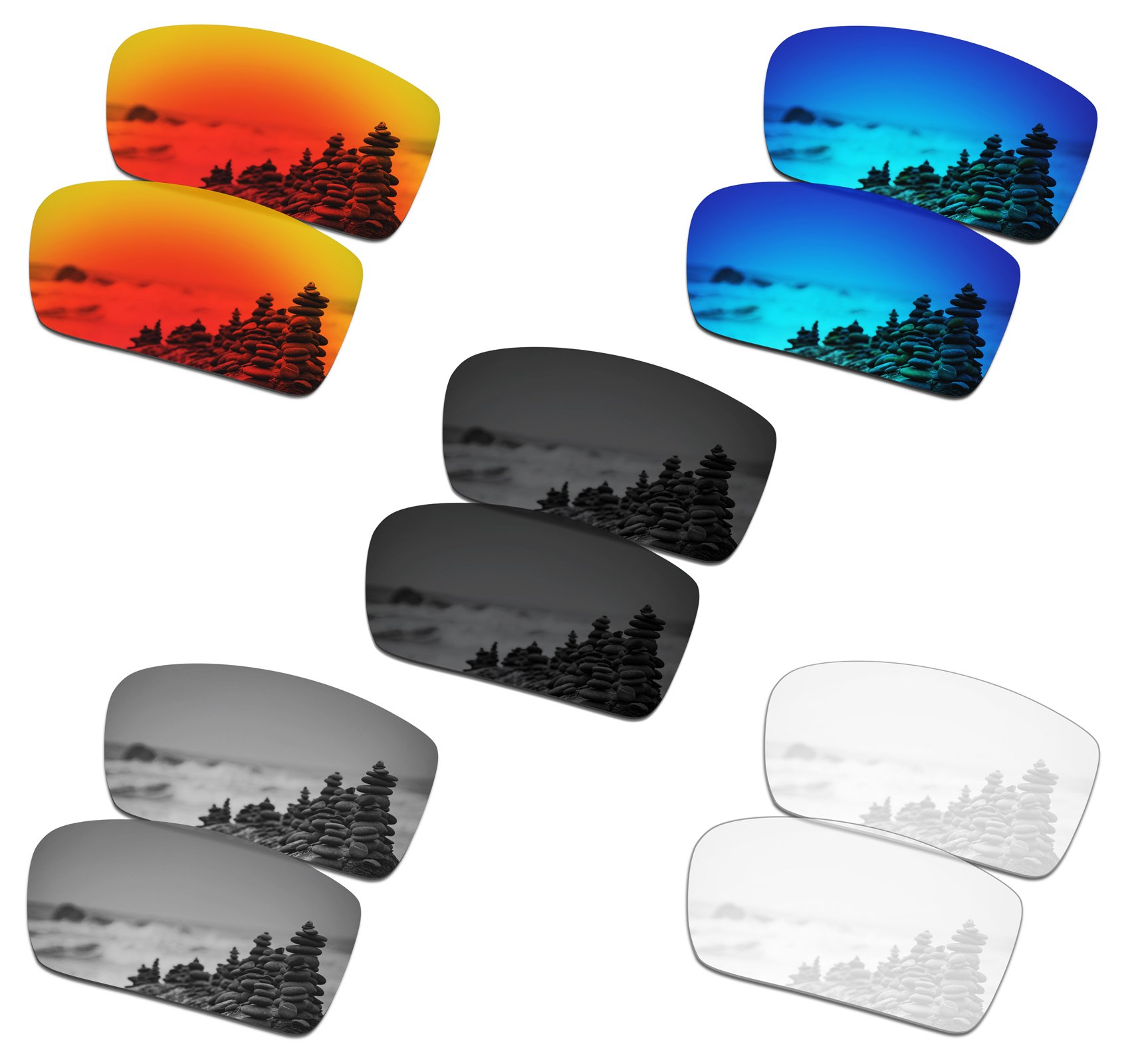 SmartVLT Set of 5 Men's Replacement Lenses for Oakley Gascan OO9014 Sunglass Combo Pack S01