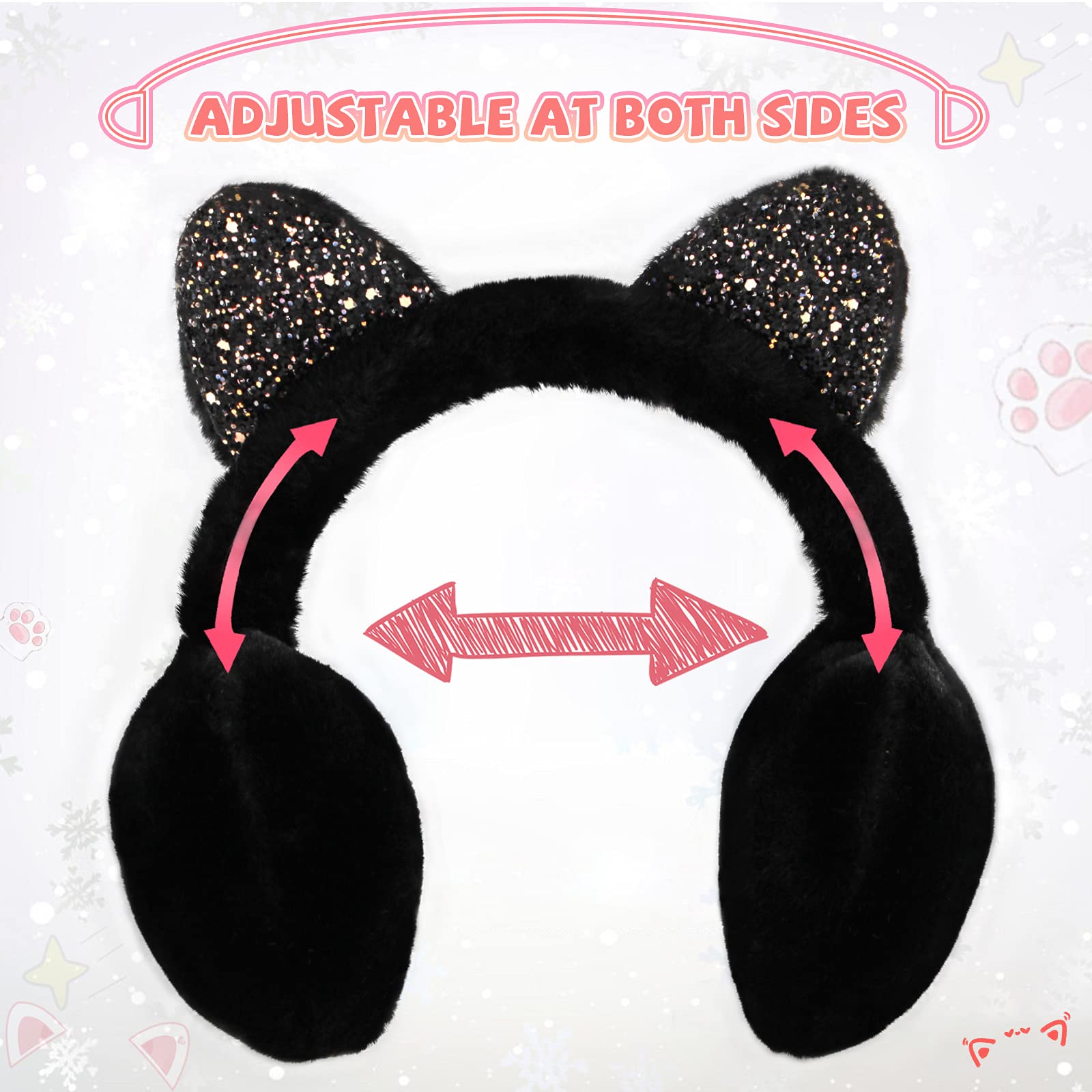 XIAOHAWANG Winter Earmuffs for Kids Girl Warm Ear Muffs Baby Boy Plush Padded Ear Warmer (C-LIGHT PINK)