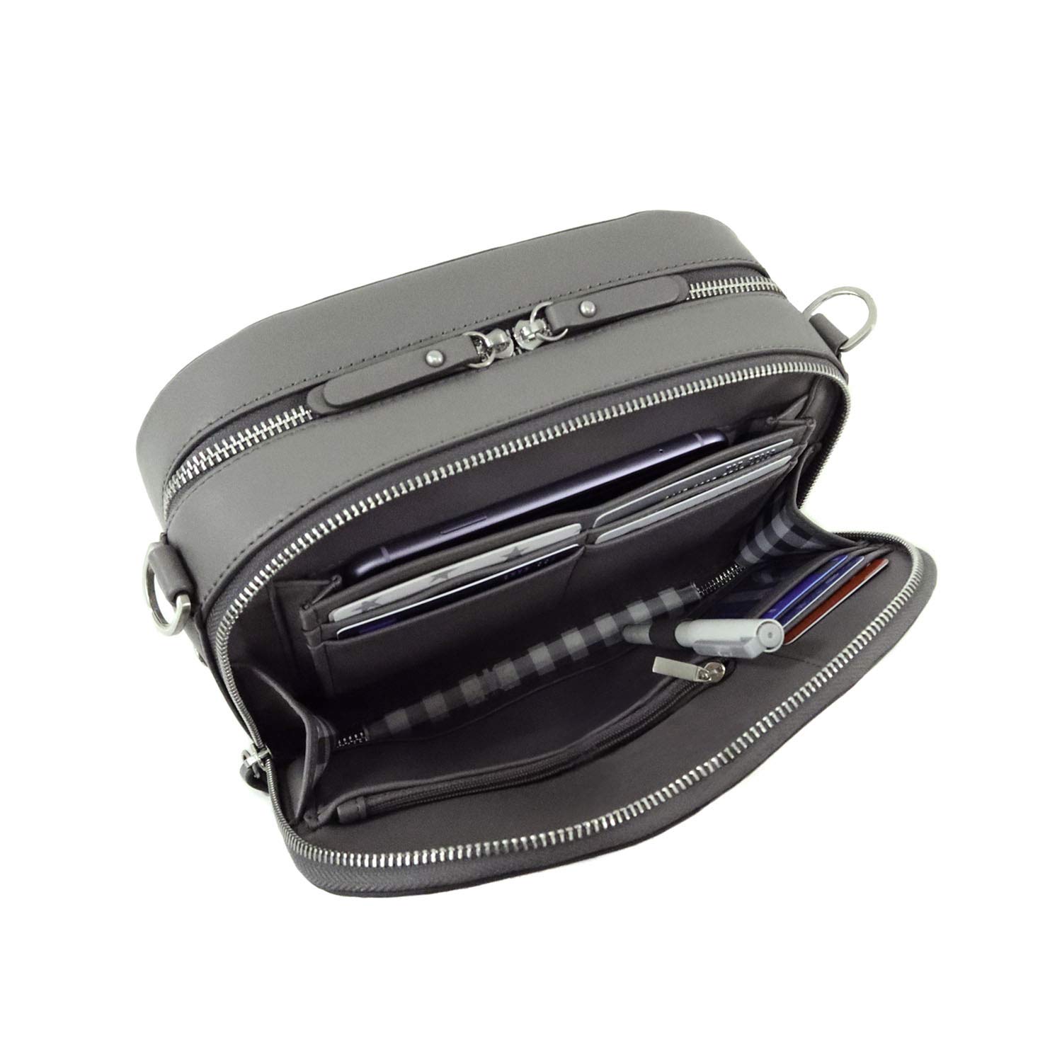 TWELVElittle Sensible Clutch (Grey) - Diaper Clutch with Adjustable Shoulder Strap, Vegan Leather Diaper Bag, featuring two separate compartments, Wipe Case Included